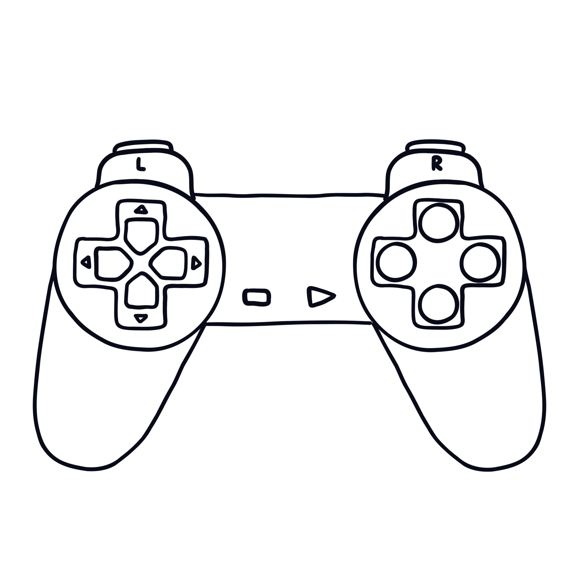 Game Retro Controller Vector Illustration In Hand Drawn Outline Doodle Style Isolated On White
