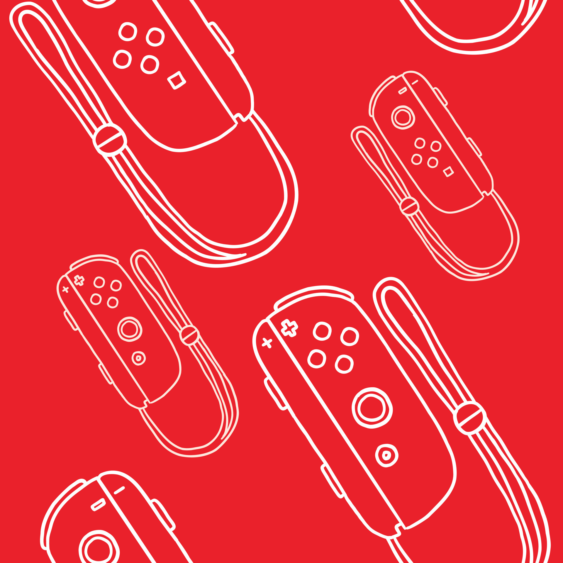 Seamless Pattern Of Game Controllers Vector Illustration In Hand Drawn