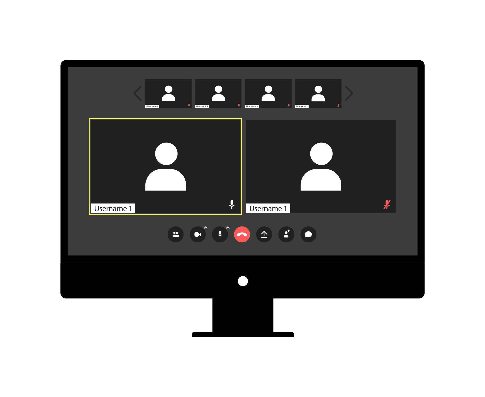 Video call program window with 6 users. UI UX template for video ...