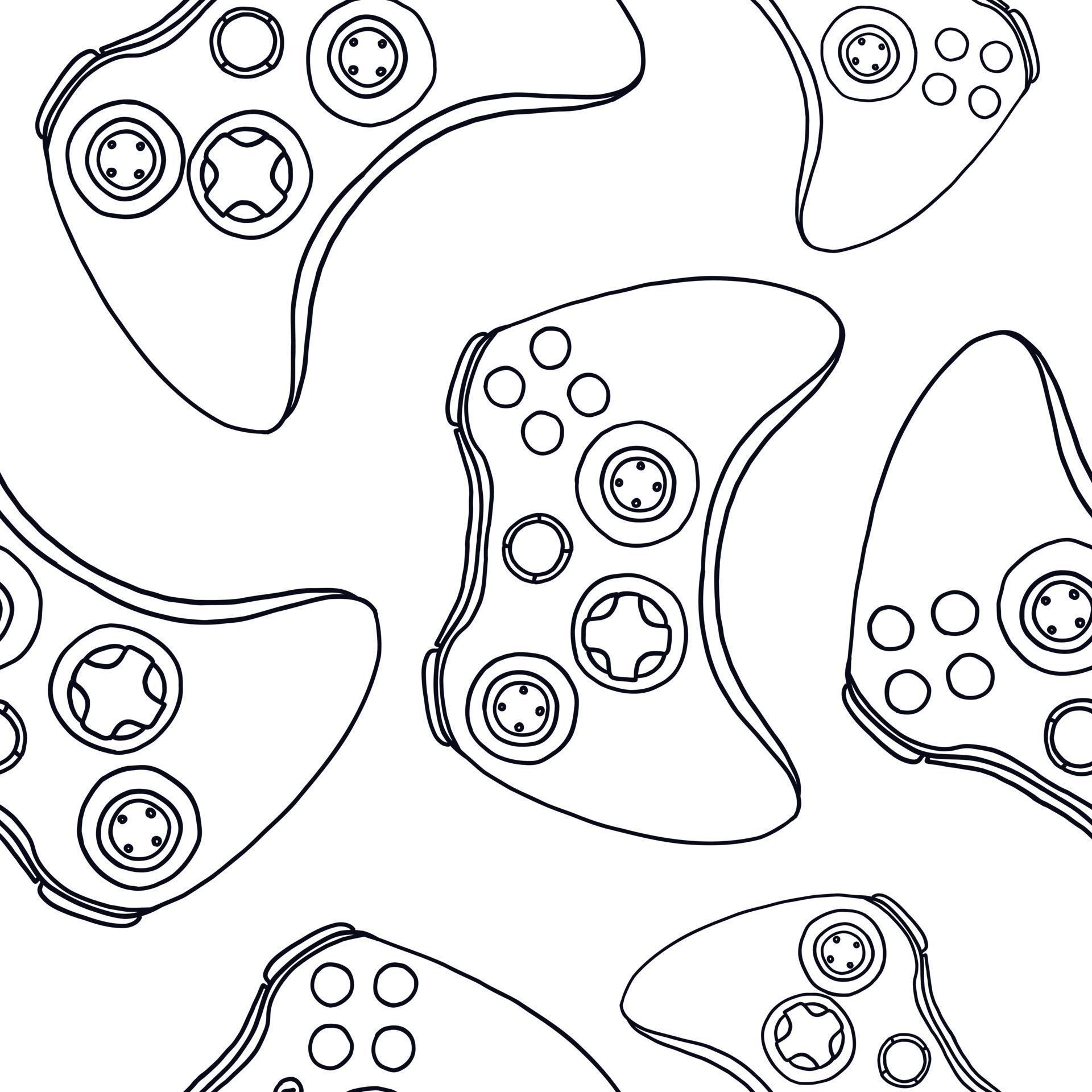 Seamless pattern of game controllers. Vector illustration in hand-drawn ...