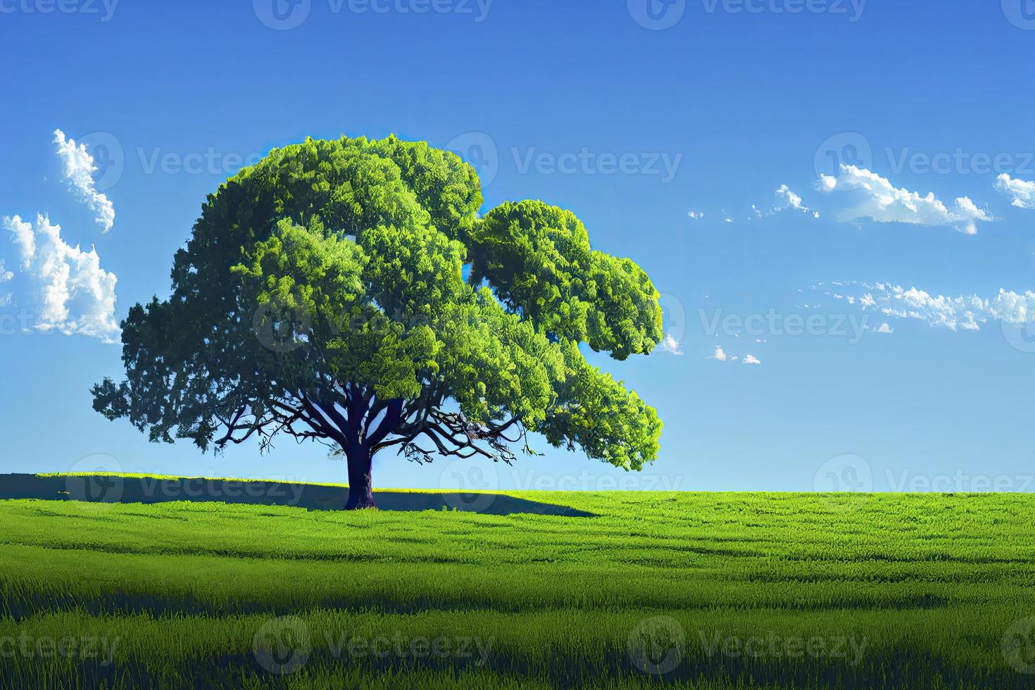 Green field, tree and blue sky.Great as a background 18729374 Stock ...
