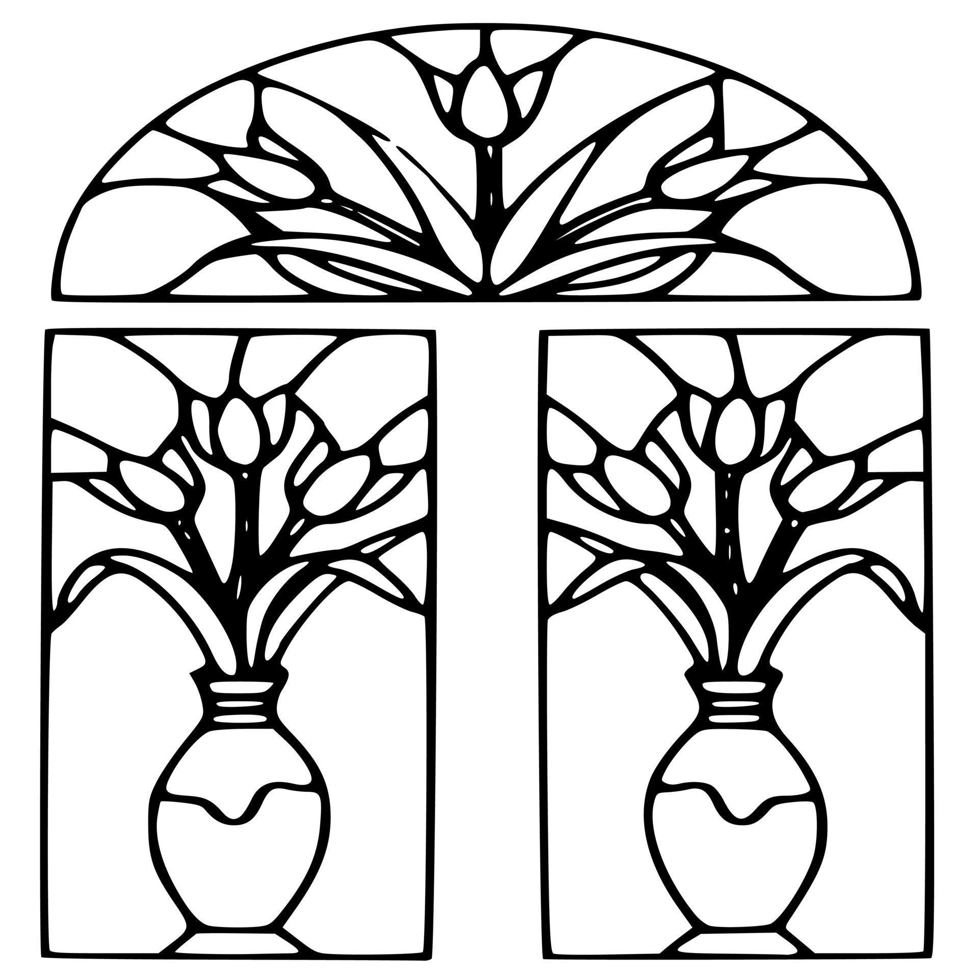 Black And White Stained Glass Template And Patterns 18732916 Vector Art