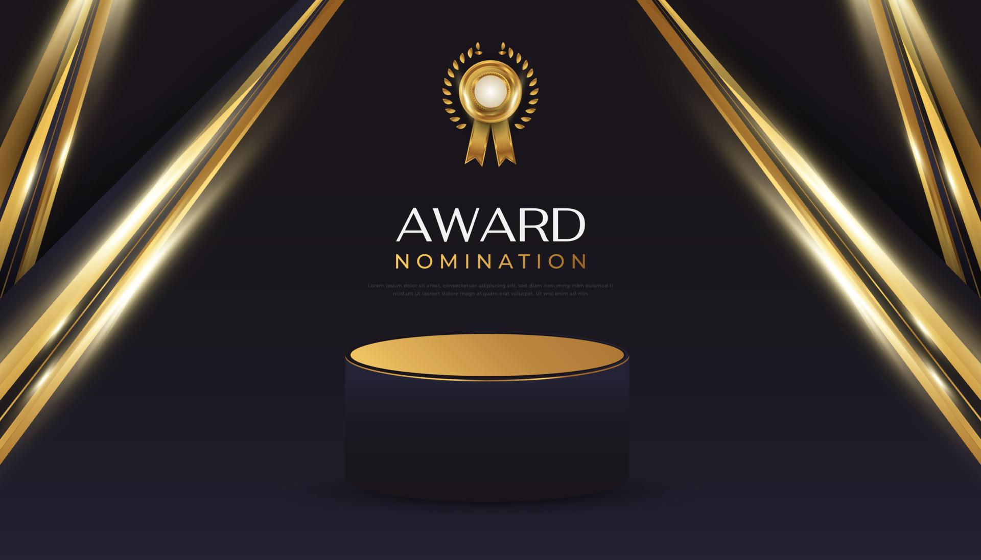 Award Nomination Ceremony Luxury Background With 3d Podium And Gold