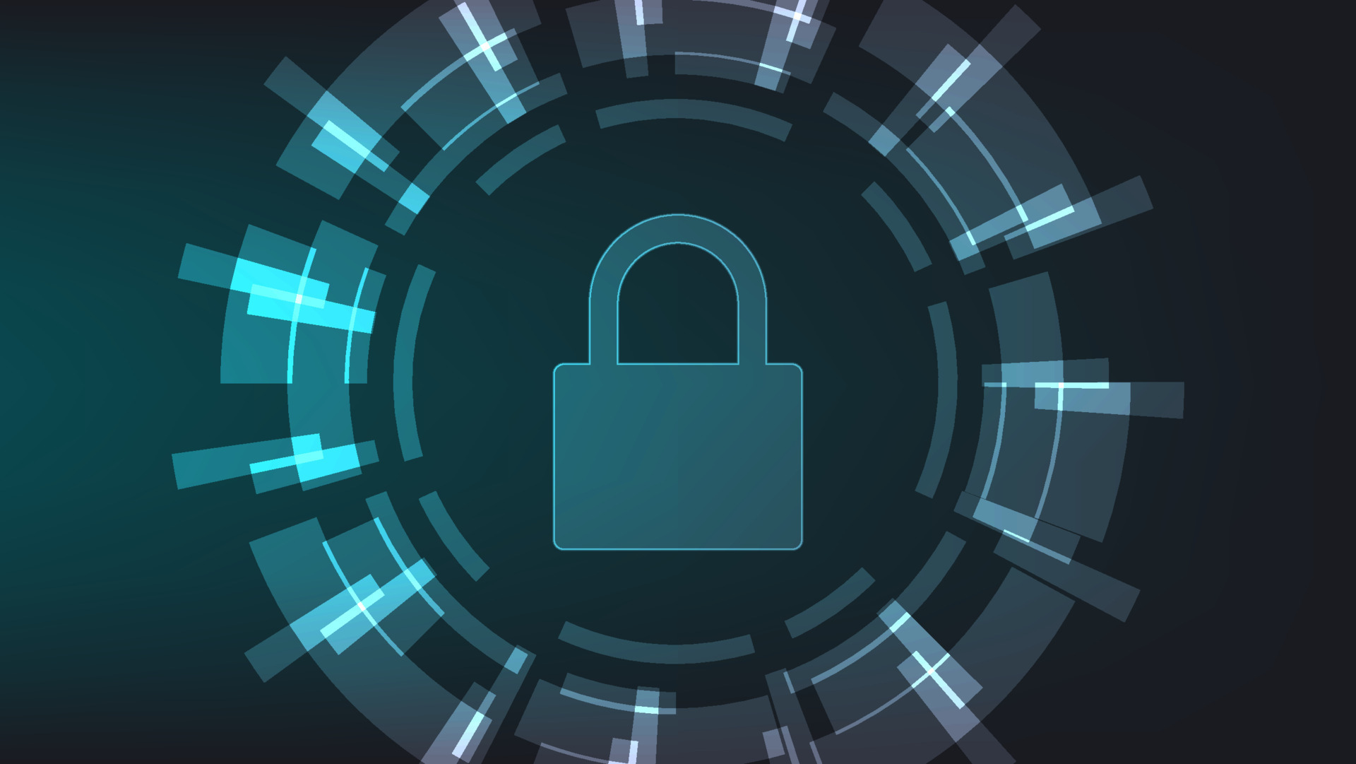 Digital Padlock With Virtual Screen On Dark Background Cyber Security Technology For Fraud