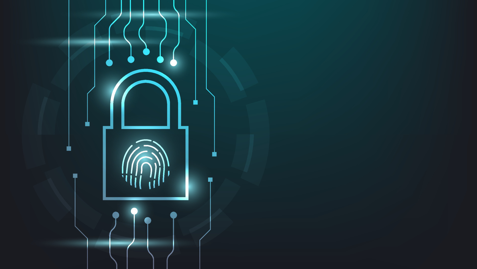 Digital Padlock With Virtual Screen On Dark Background Cyber Security