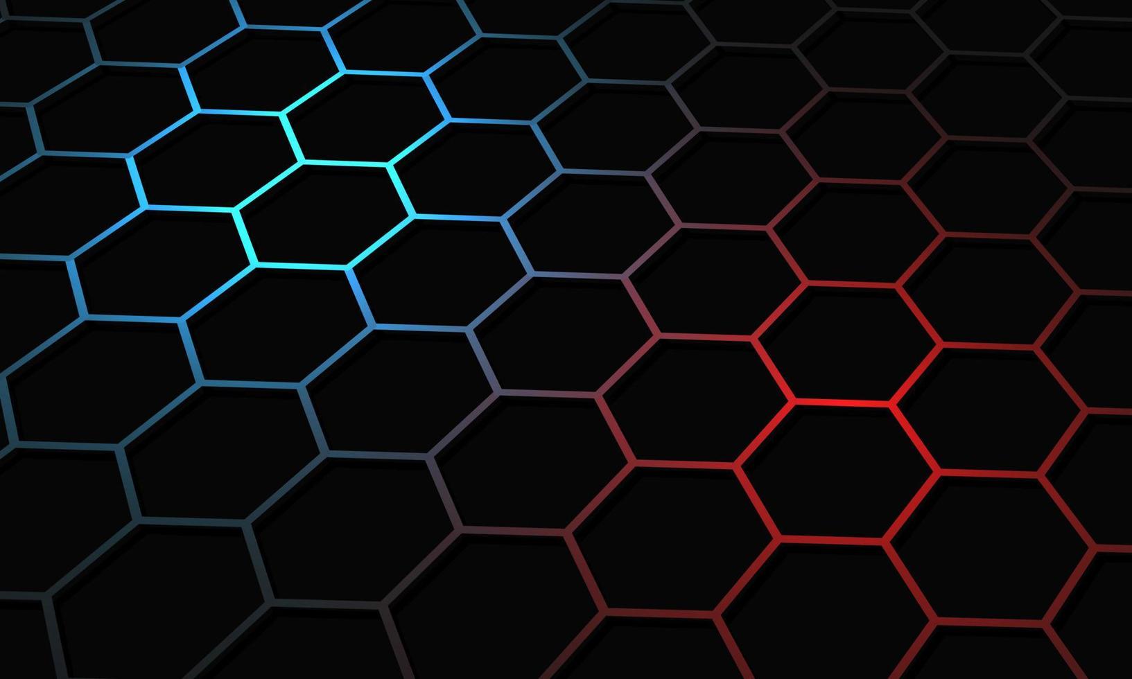 Abstract red blue light hexagon mesh on black design modern futuristic background vector ...