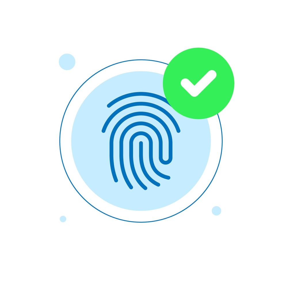 biometric verification, success scanning fingerprint concept illustration flat design vector ...
