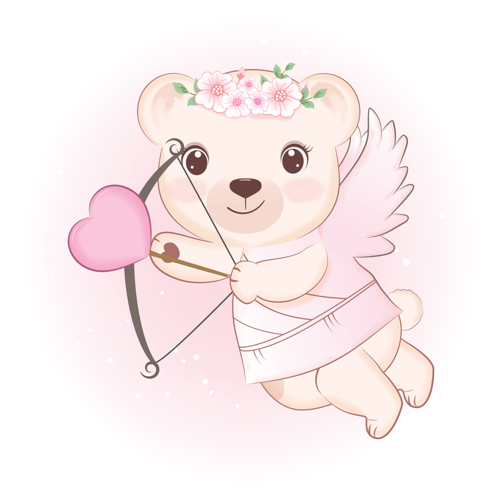 Cute Little Cupid Bear Valentine's day concept illustration 18740926 ...
