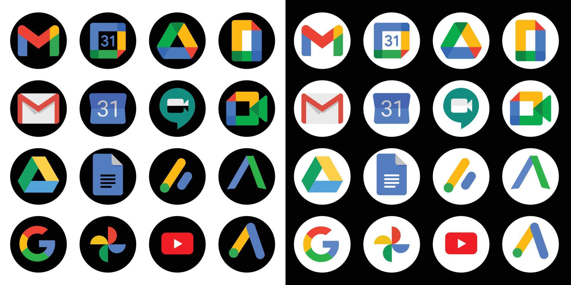 Google products and programs logo on a Black and white background ...