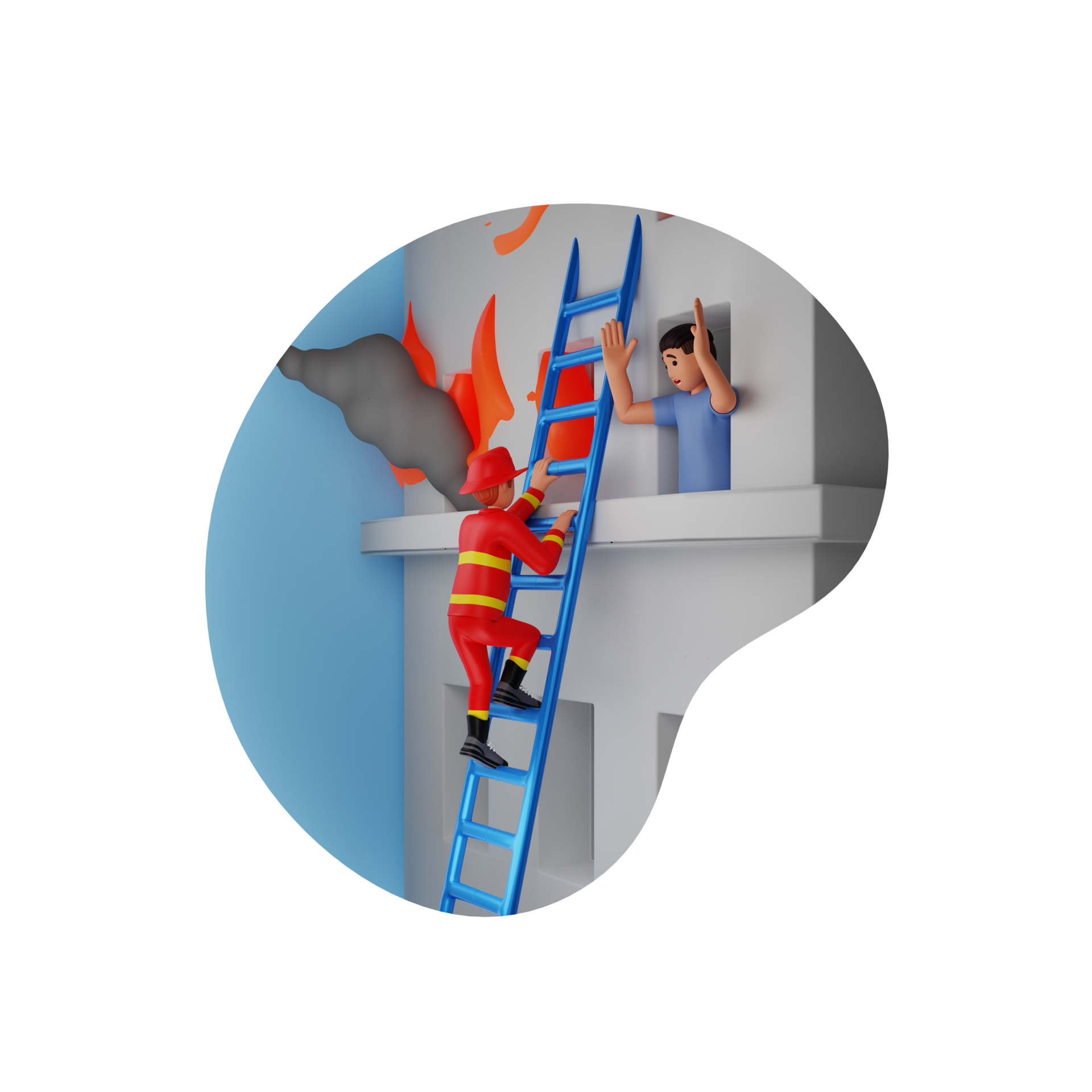 Fireman Rescuing Man Trapped In Building With Fire 3D Character ... Fireman Rescuing Man Trapped In Building With Fire 3D Character ...
