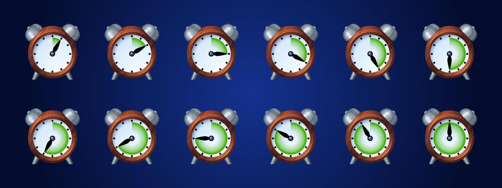 Clock game icons, time animation sprite sheet 18742717 Vector Art at ...