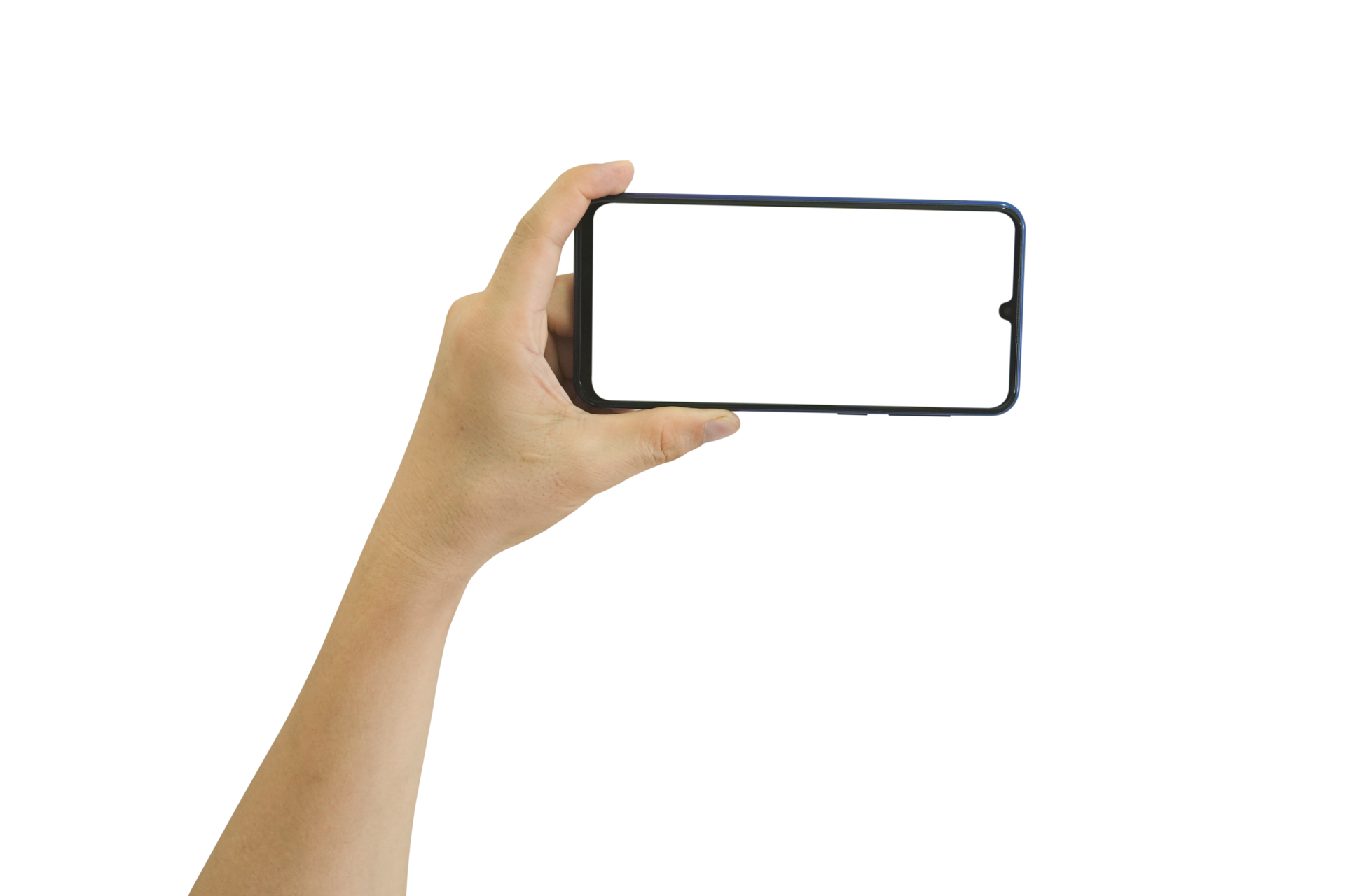 Hand holding mobile phone with blank transparent screen and background ... Hand holding mobile phone with blank transparent screen and background ...