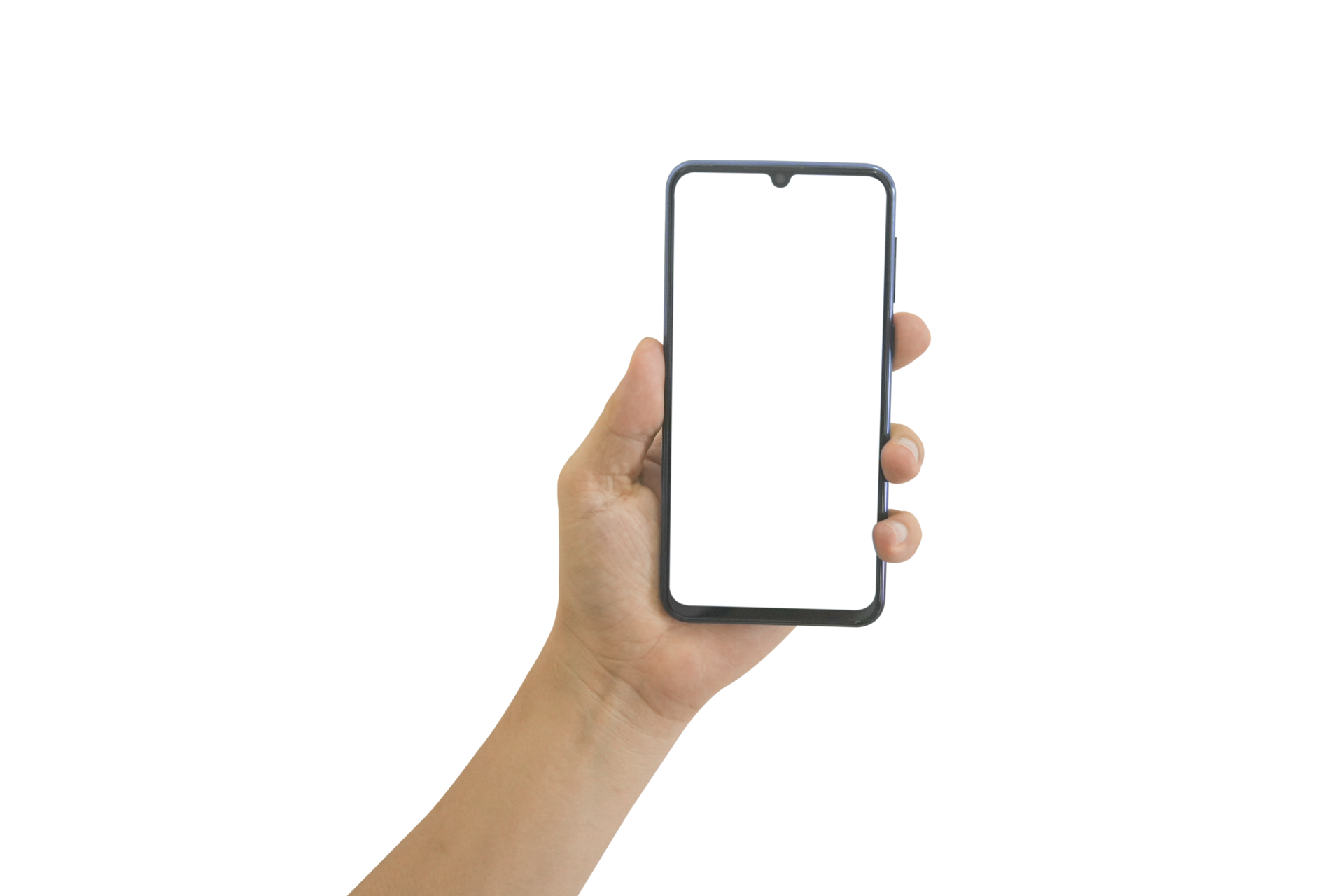 Hand holding mobile phone with blank transparent screen and background ... Hand holding mobile phone with blank transparent screen and background ...