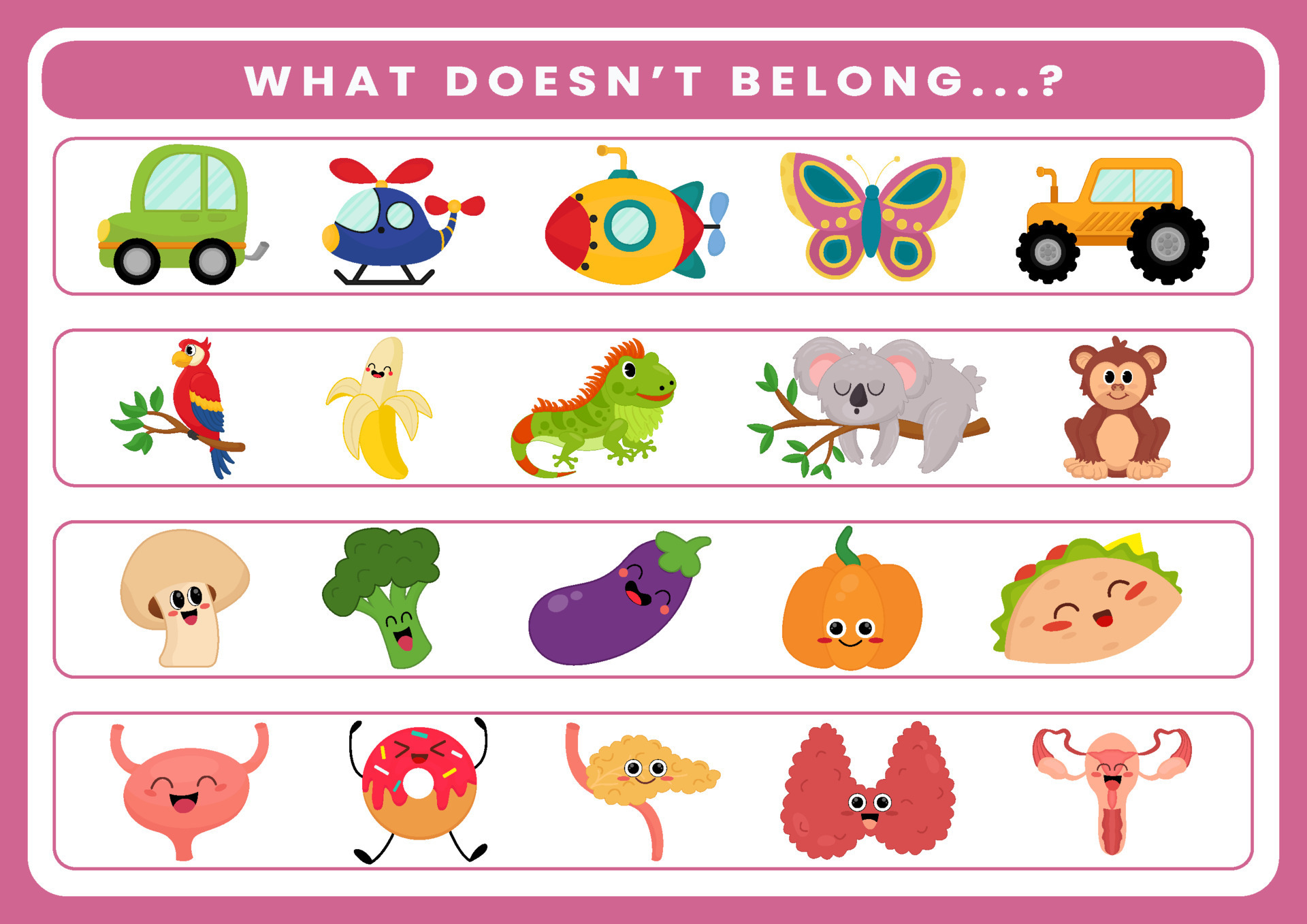 What doesn't belong worksheet for kids 18745173 Vector Art at Vecteezy What doesn't belong worksheet for kids 18745173 Vector Art at Vecteezy