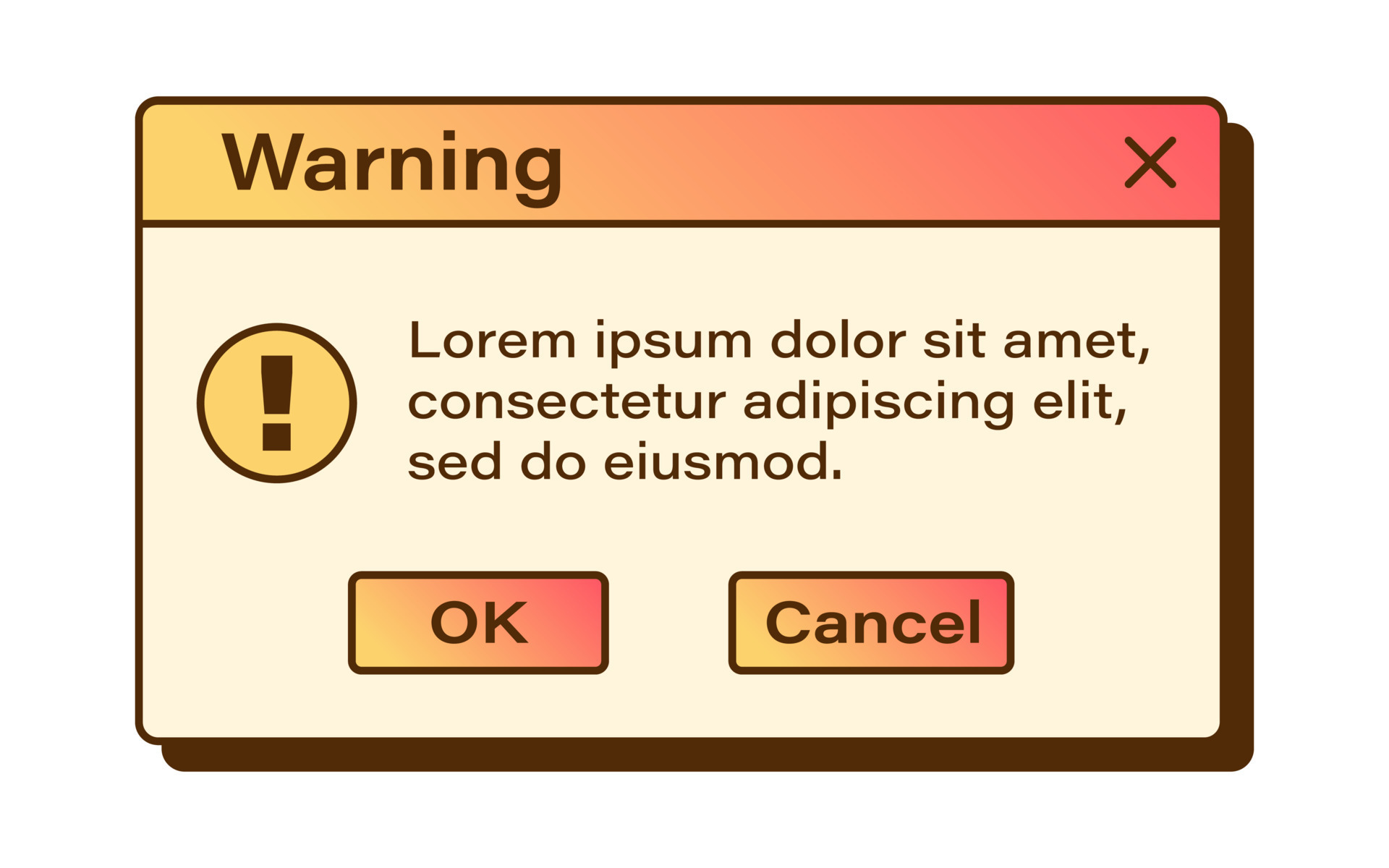 Vector retro vaporwave modal window. Y2k warning dialog windows ... Vector retro vaporwave modal window. Y2k warning dialog windows ...