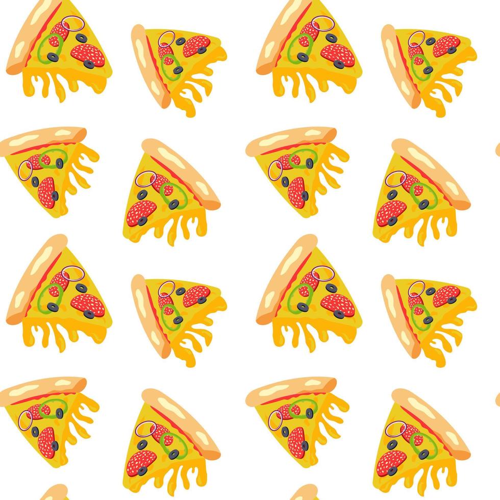 deliciosa rebanada de pizza de patrones sin fisuras. ilustración ... deliciosa rebanada de pizza de patrones sin fisuras. ilustración ...