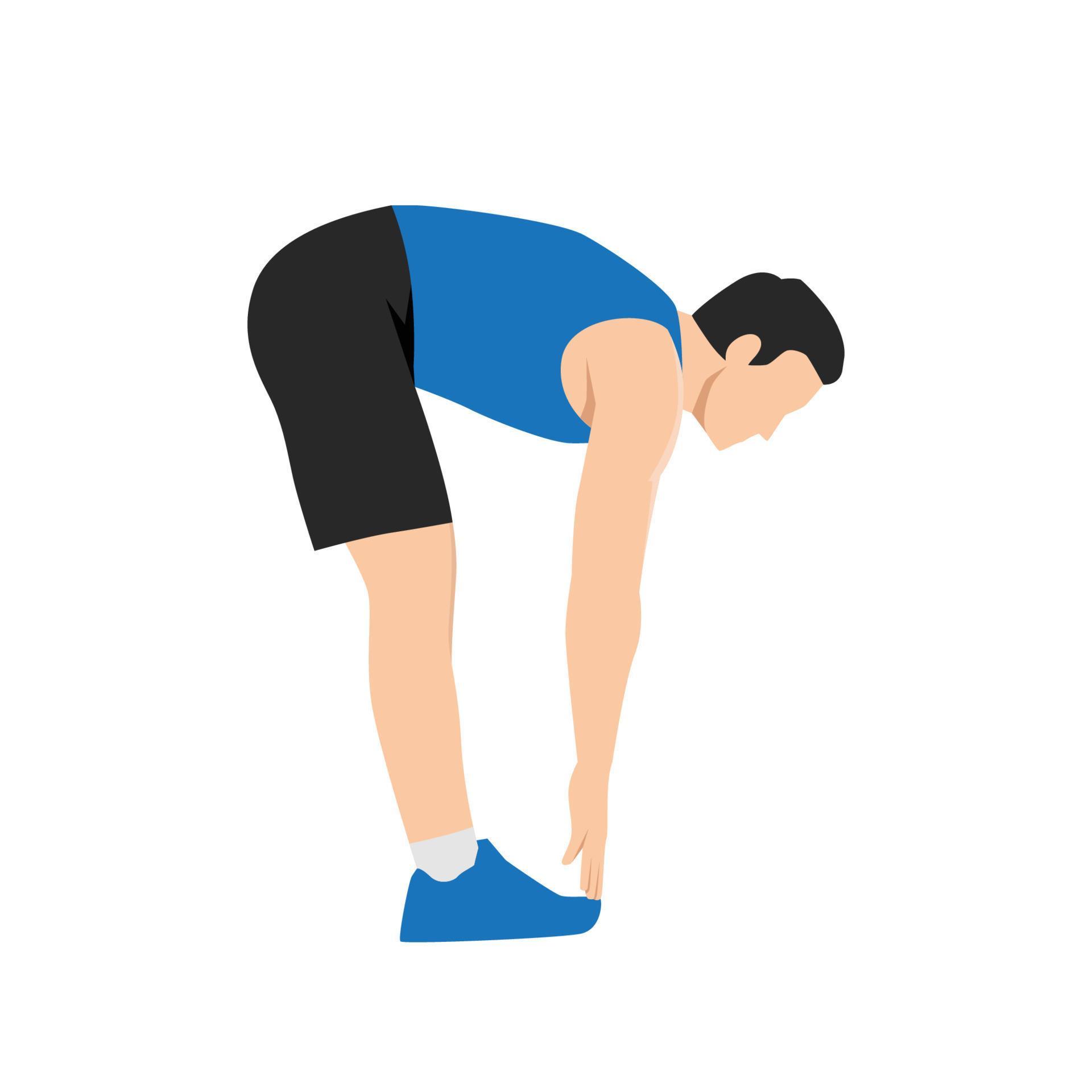 Man Doing Hamstring Hinge Stretch Exercise Flat Vector Illustration Isolated On White