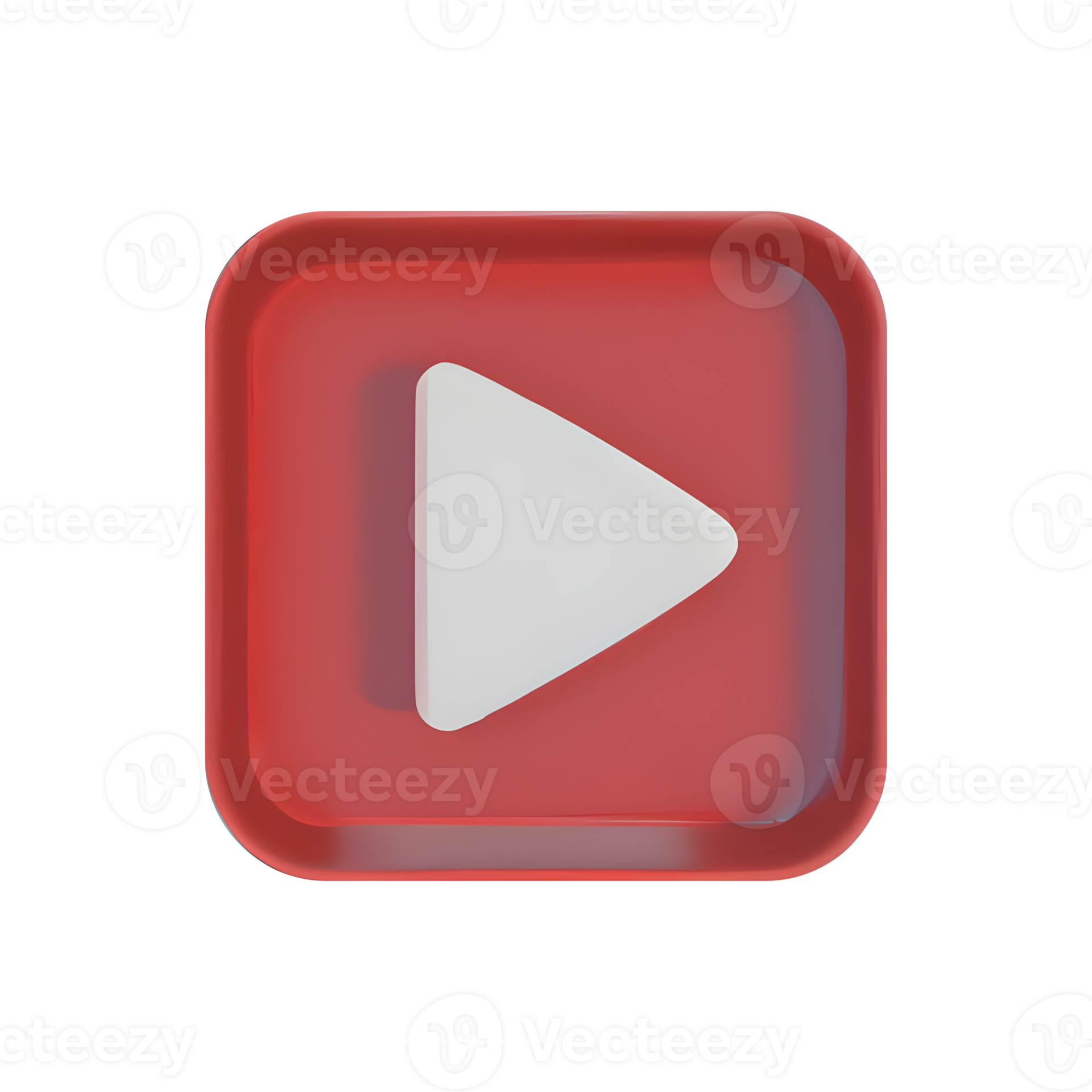 3d red square video play button icon. Generative AI. 18749795 PNG