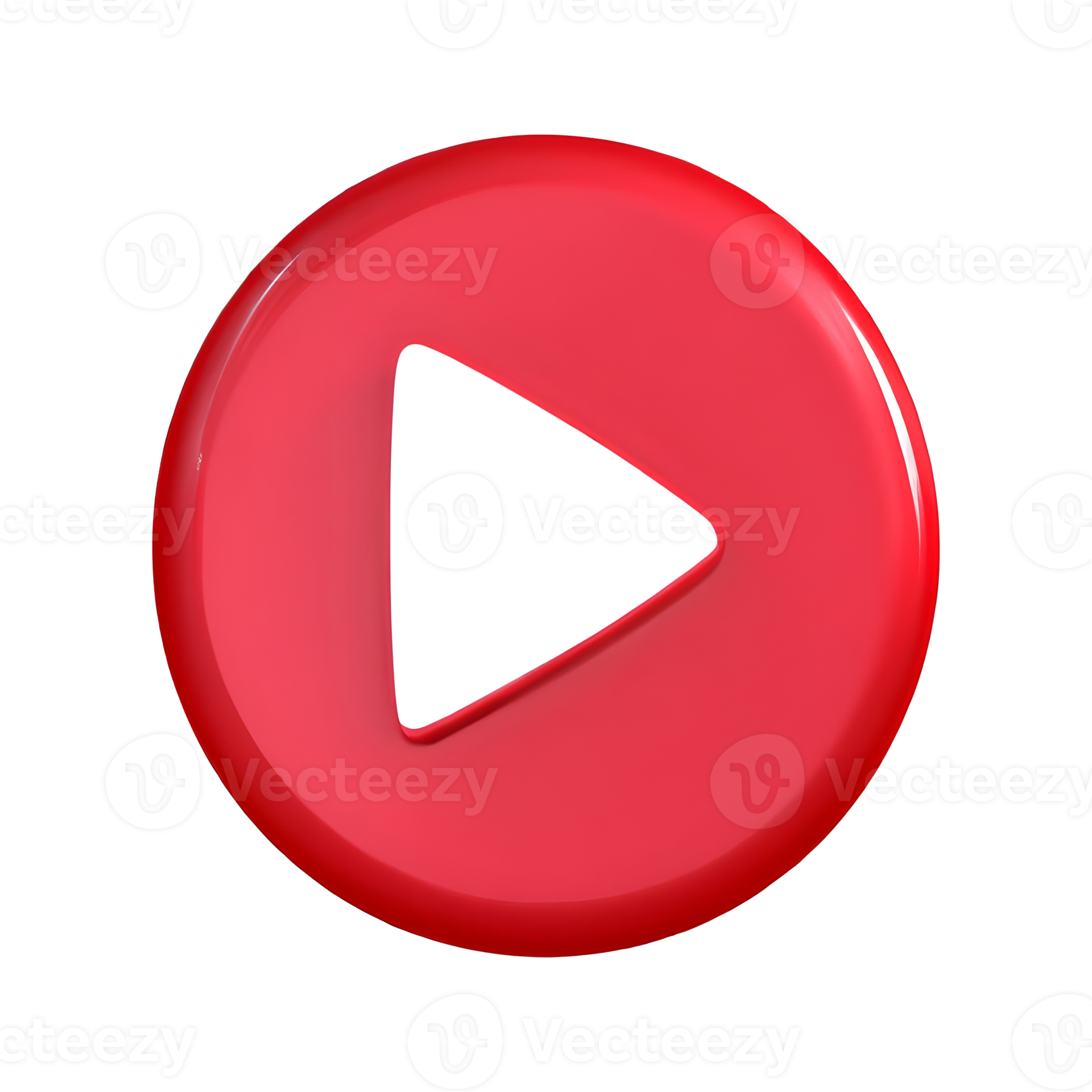 3d red round video play button icon. Generative AI. 18749814 PNG