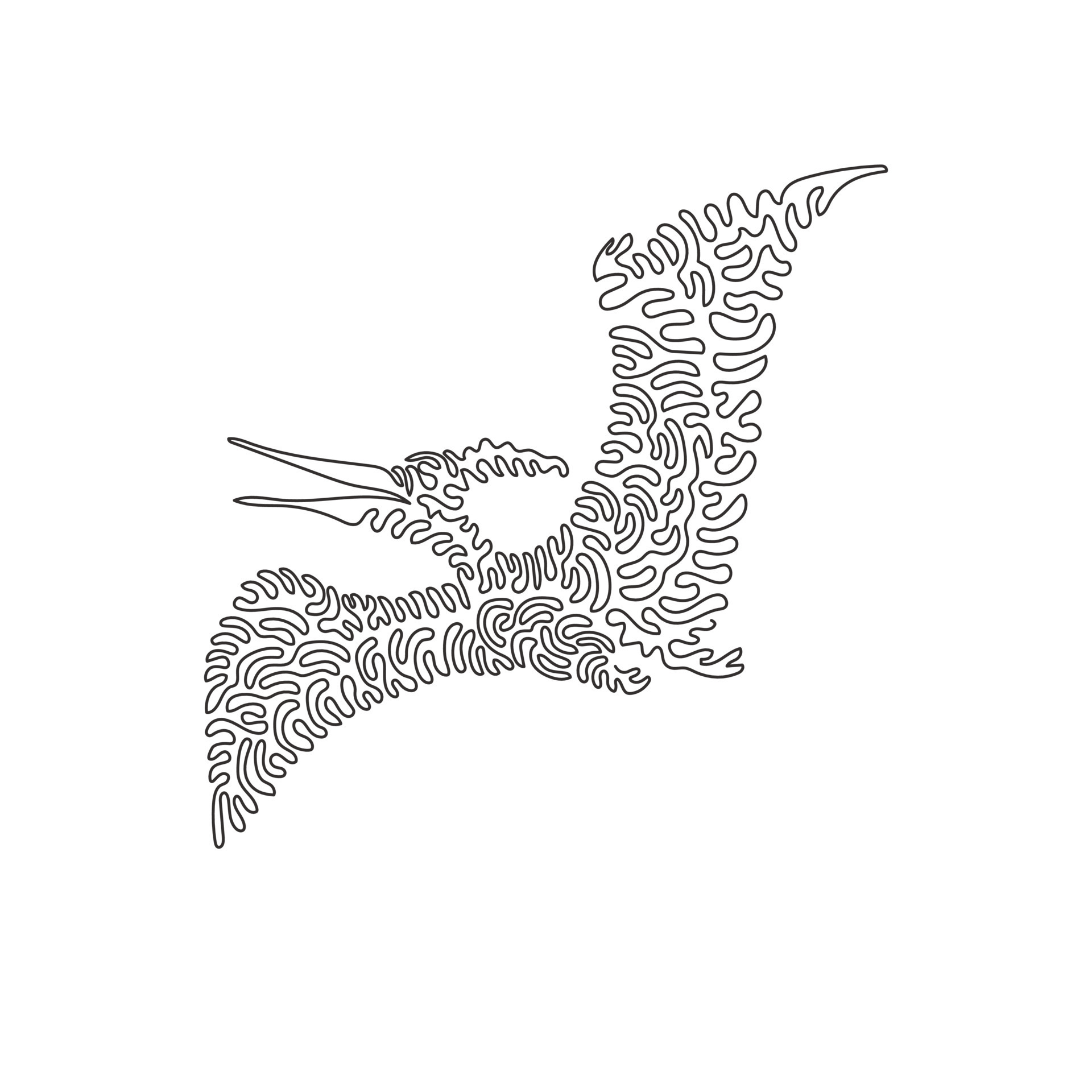 Continuous One Curve Line Drawing The Extinct Flying Reptile Pterosaur