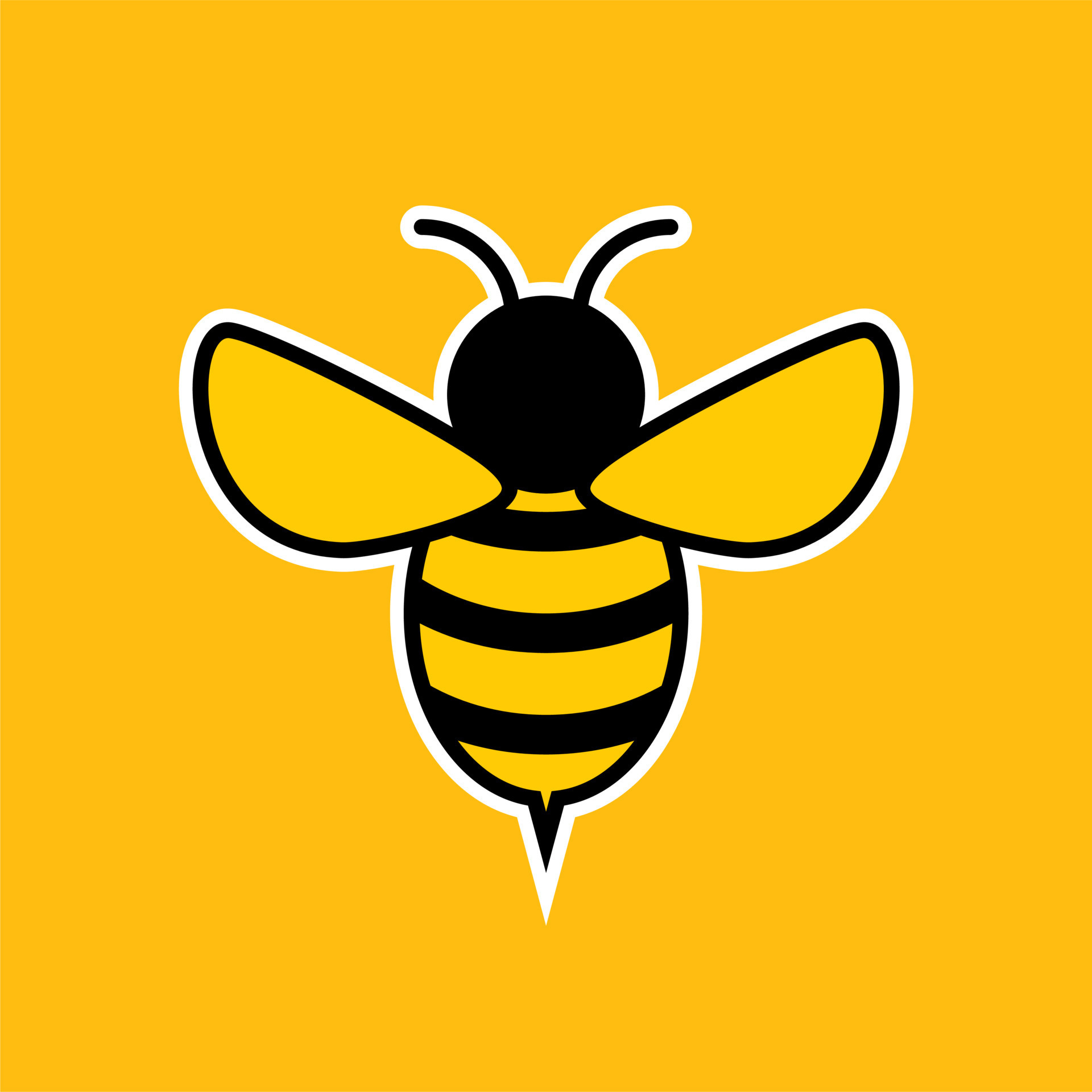 honey bee flat design vector illustration. bee icon. bumblebee logo ...