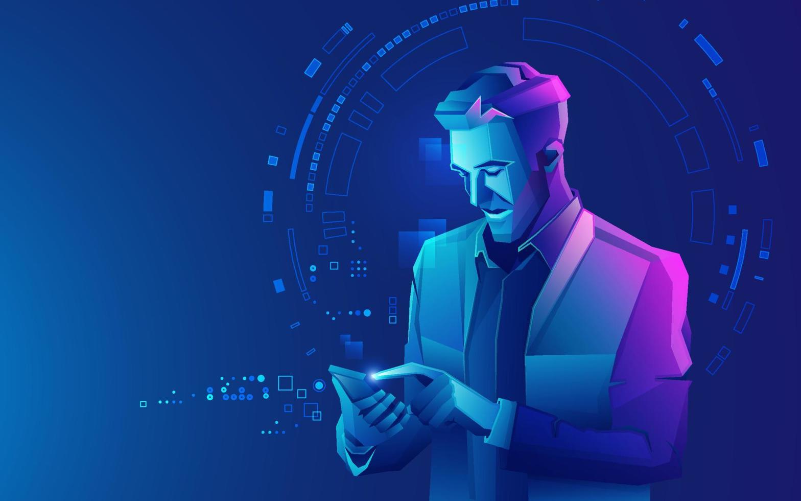 vivid tech guy 18752848 Vector Art at Vecteezy