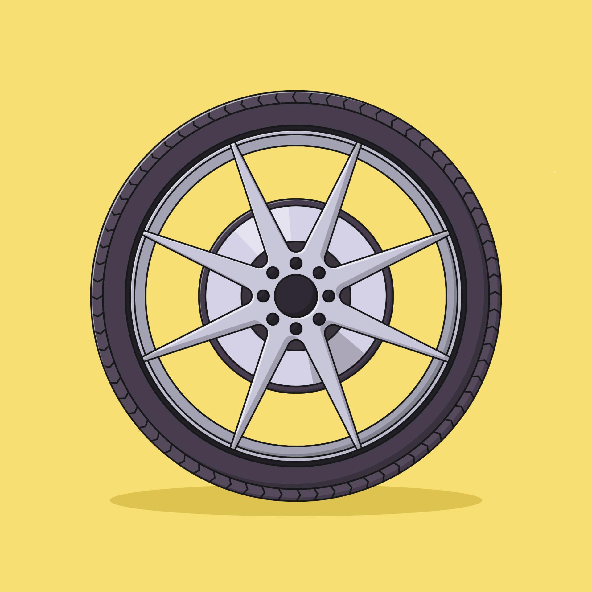 Wheel Vector Icon Illustration with Outline for Design Element, Clip Art, Web, Landing page ...