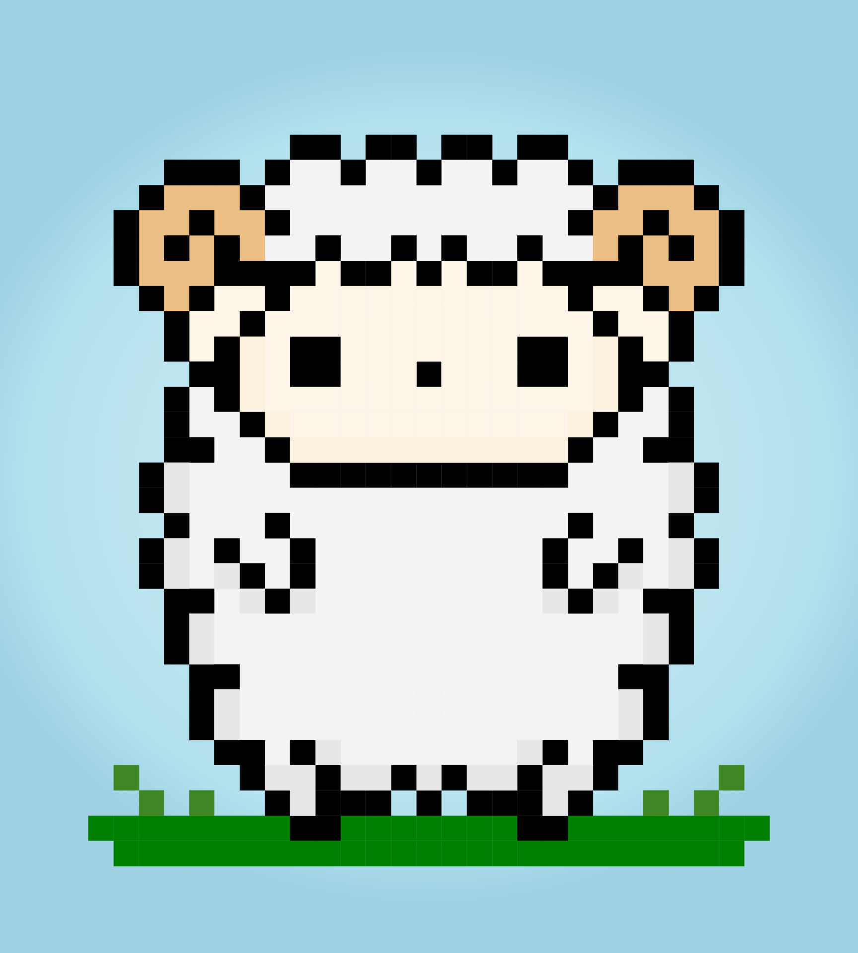 8 bit pixel sheep. Animal for game assets and cross stitch pattern, in vector illustration ...
