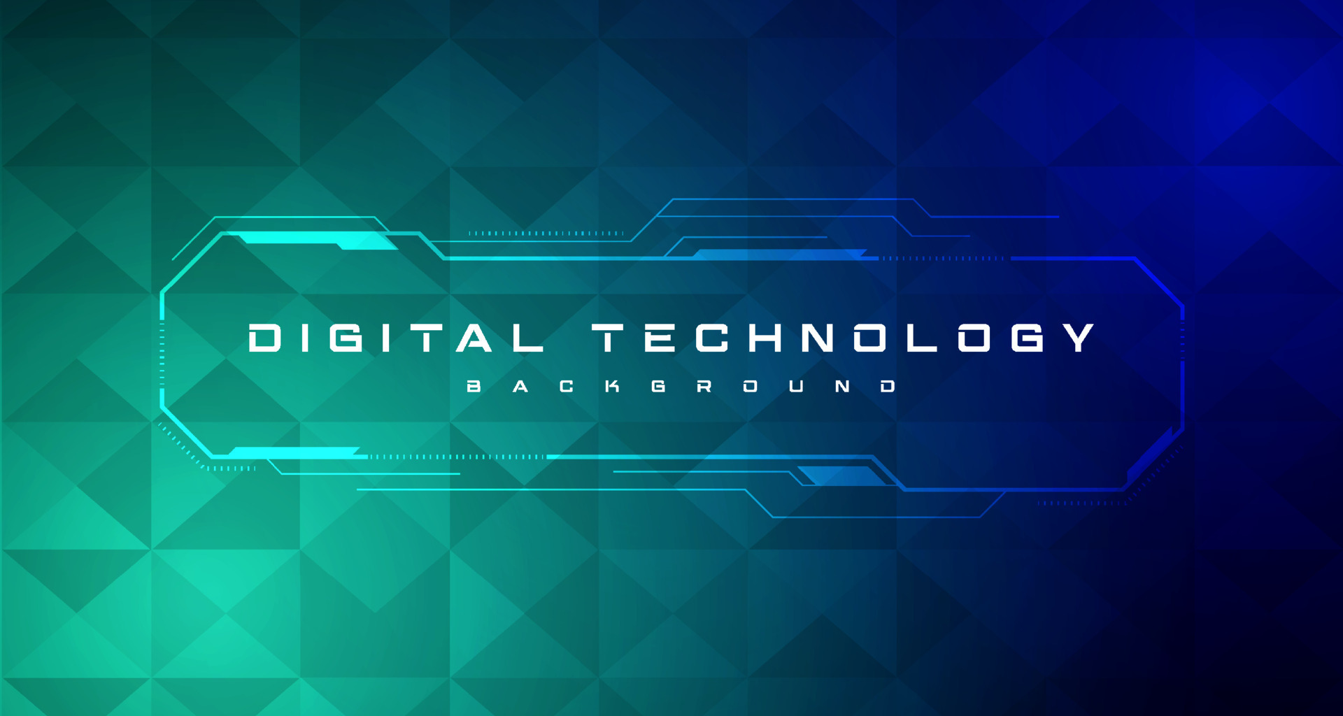 Digital Technology Banner Blue Green Background Concept Cyber
