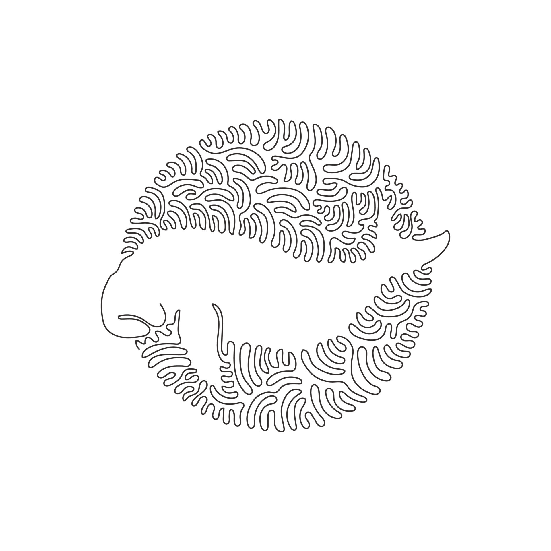 Single One Curly Line Drawing Of Cute Dugong Abstract Art Continuous