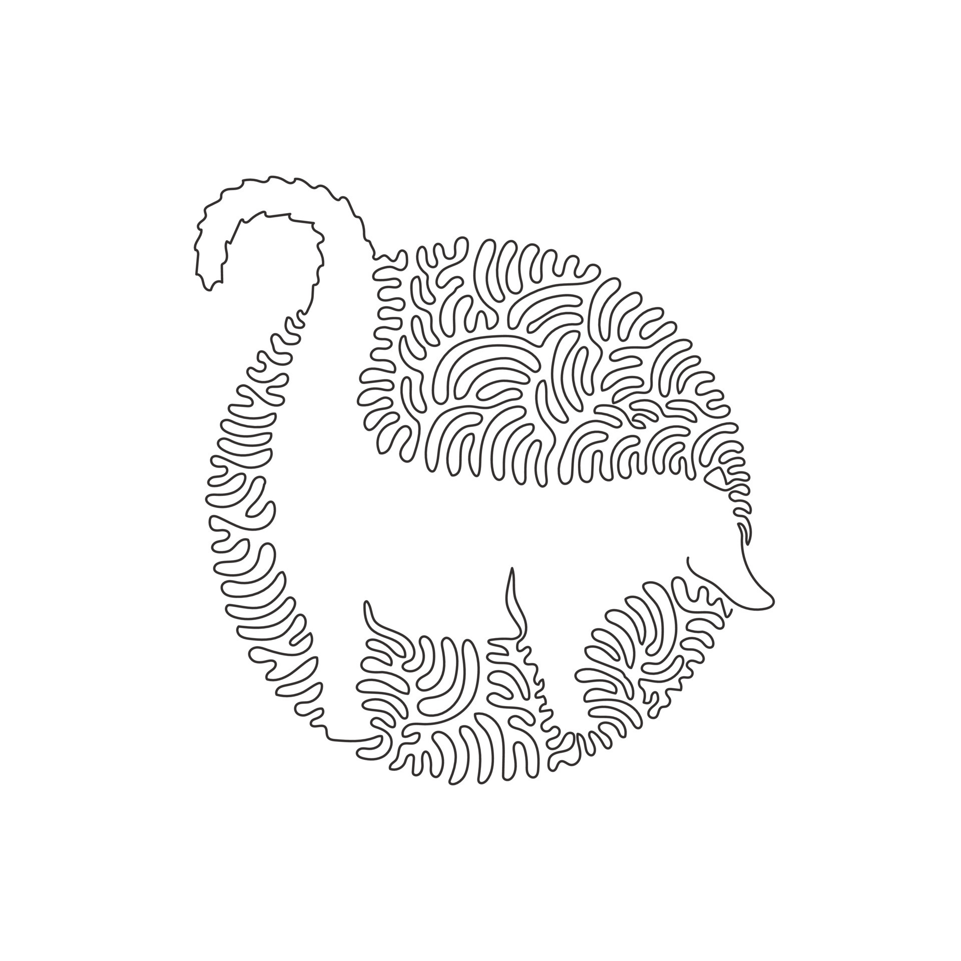 Single Curly One Line Drawing Of Cute Coatimundi Abstract Art