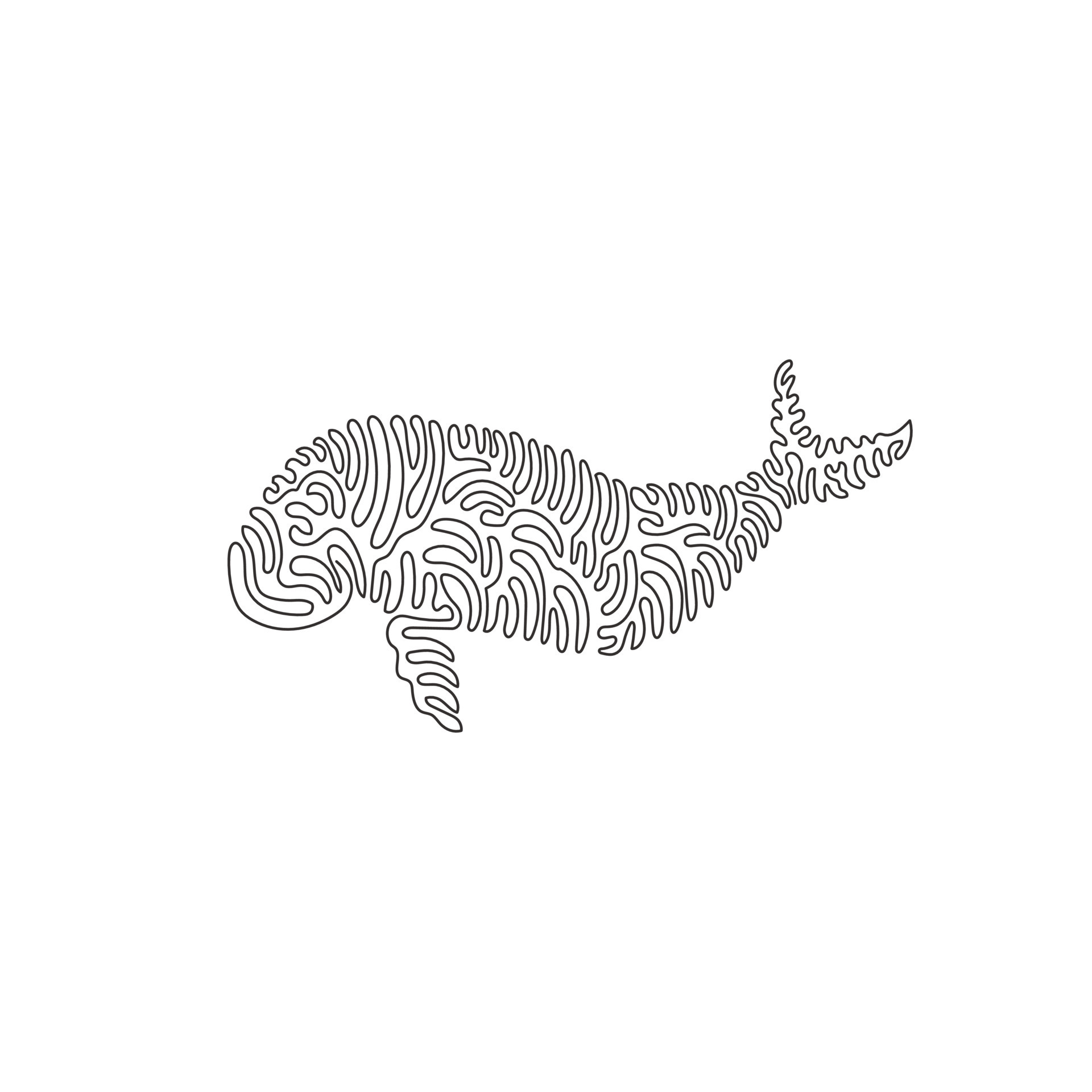Single Curly One Line Drawing Of Dugong Truly Marine Mammal Abstract