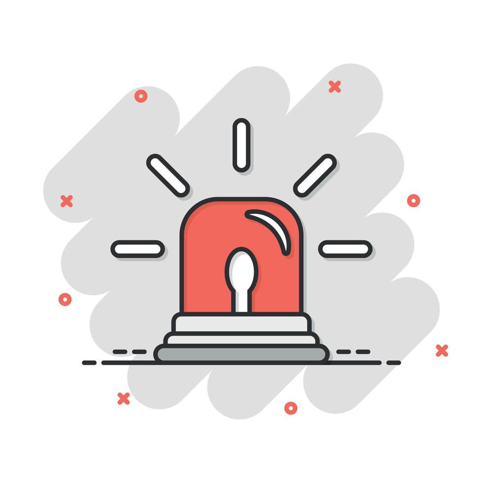Emergency alarm icon in comic style. Alert lamp cartoon vector ...