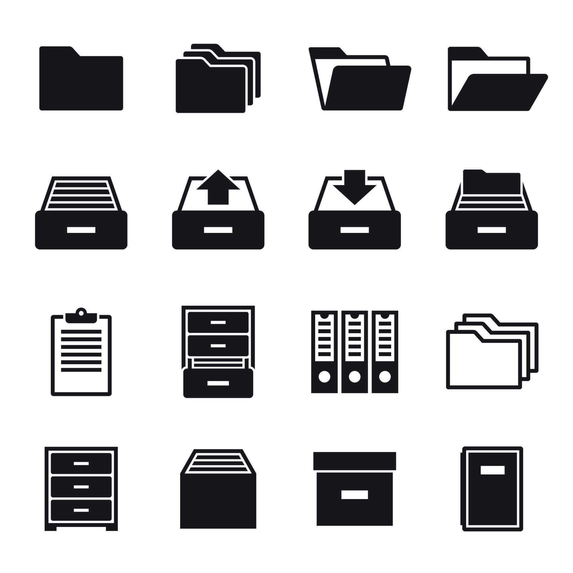 Archive, document icons set. Black on a white background 18767956 ... Archive, document icons set. Black on a white background 18767956 ...