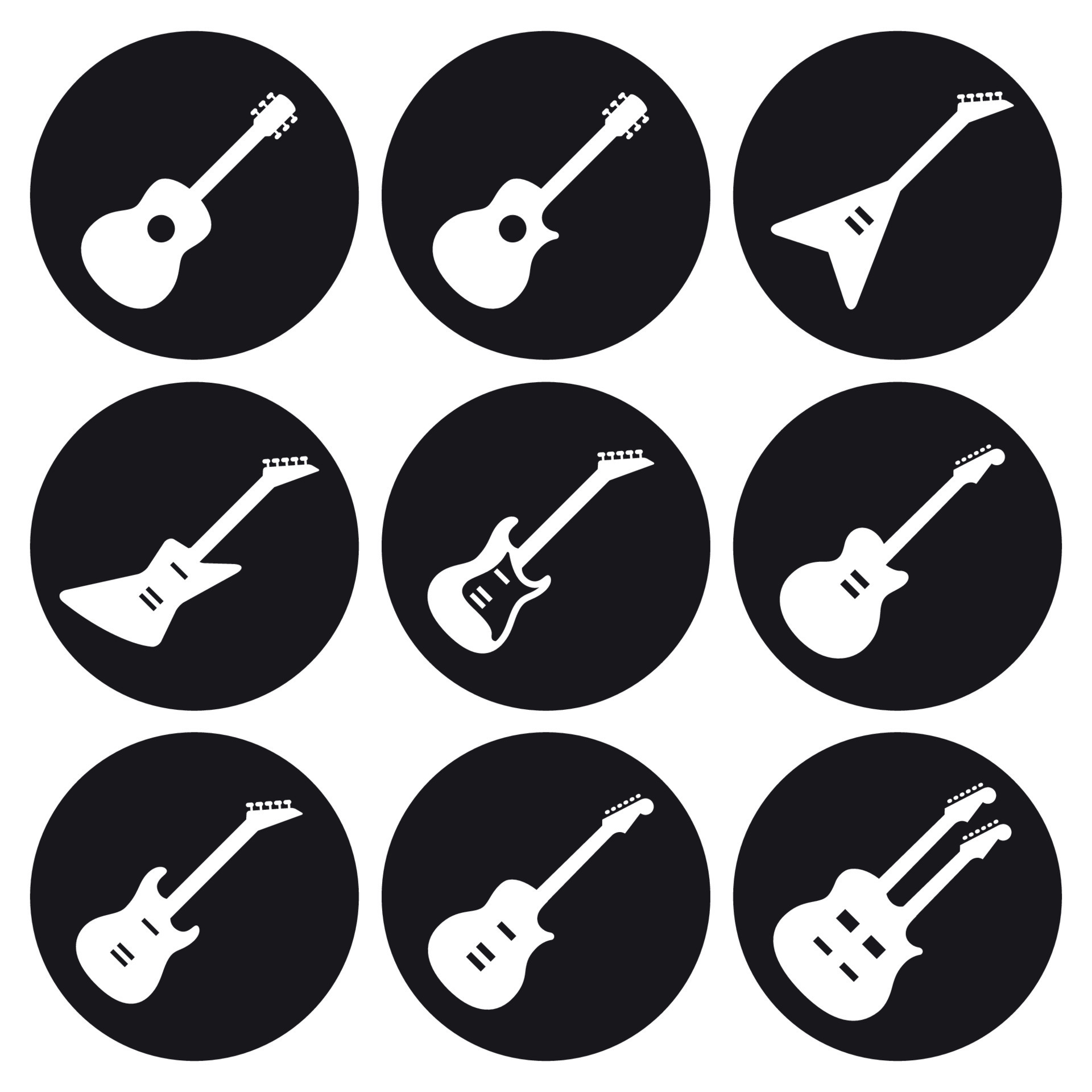 conjunto de iconos de guitarras. blanco sobre fondo negro 18768004 ... conjunto de iconos de guitarras. blanco sobre fondo negro 18768004 ...