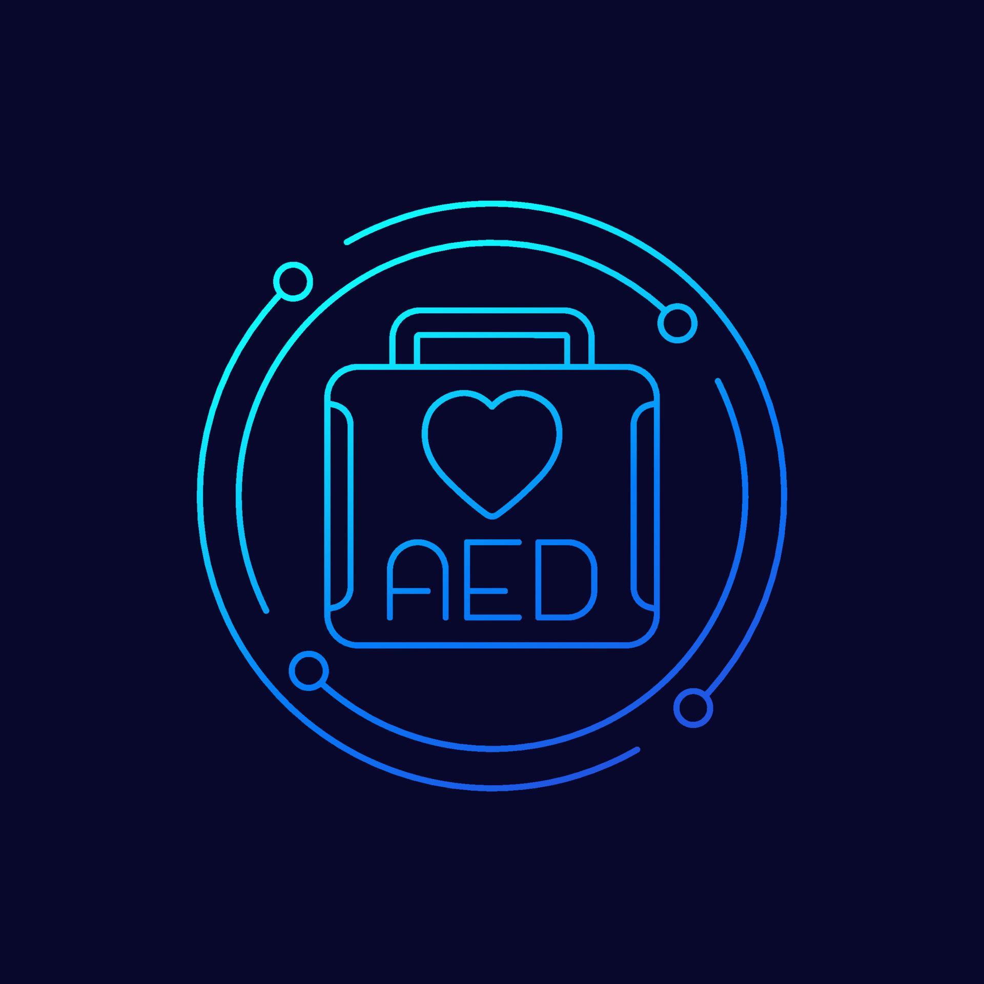 AED icon, automated external defibrillator line vector 18768359 Vector Art at Vecteezy
