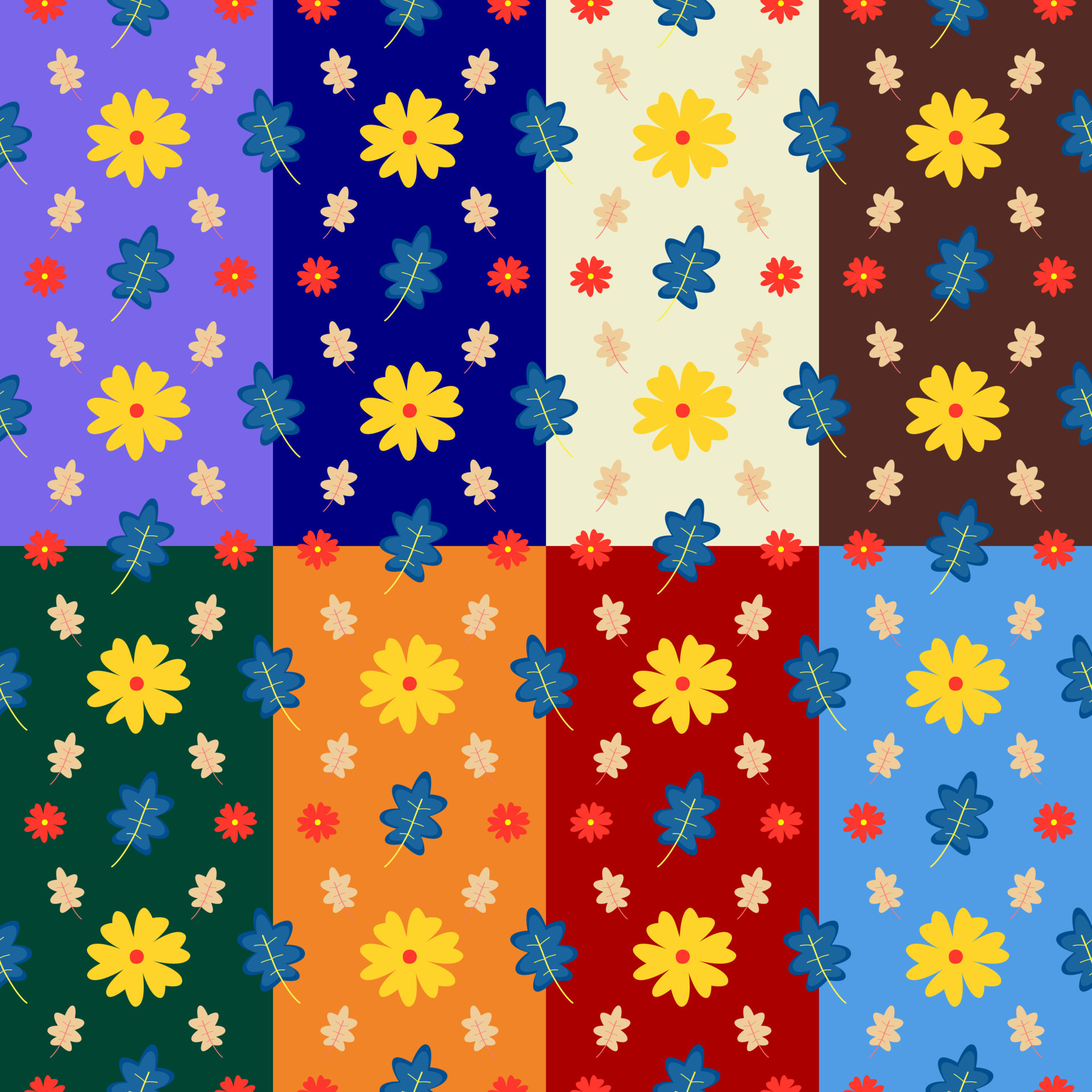 Colorful Floral Seamless Pattern with Random Background Color 18769426 ...