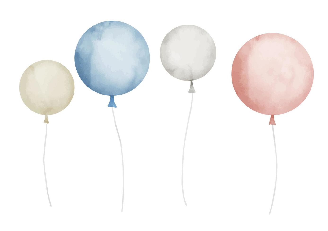 Watercolor Air Balloons on isolated background. Hand drawn illustration ...