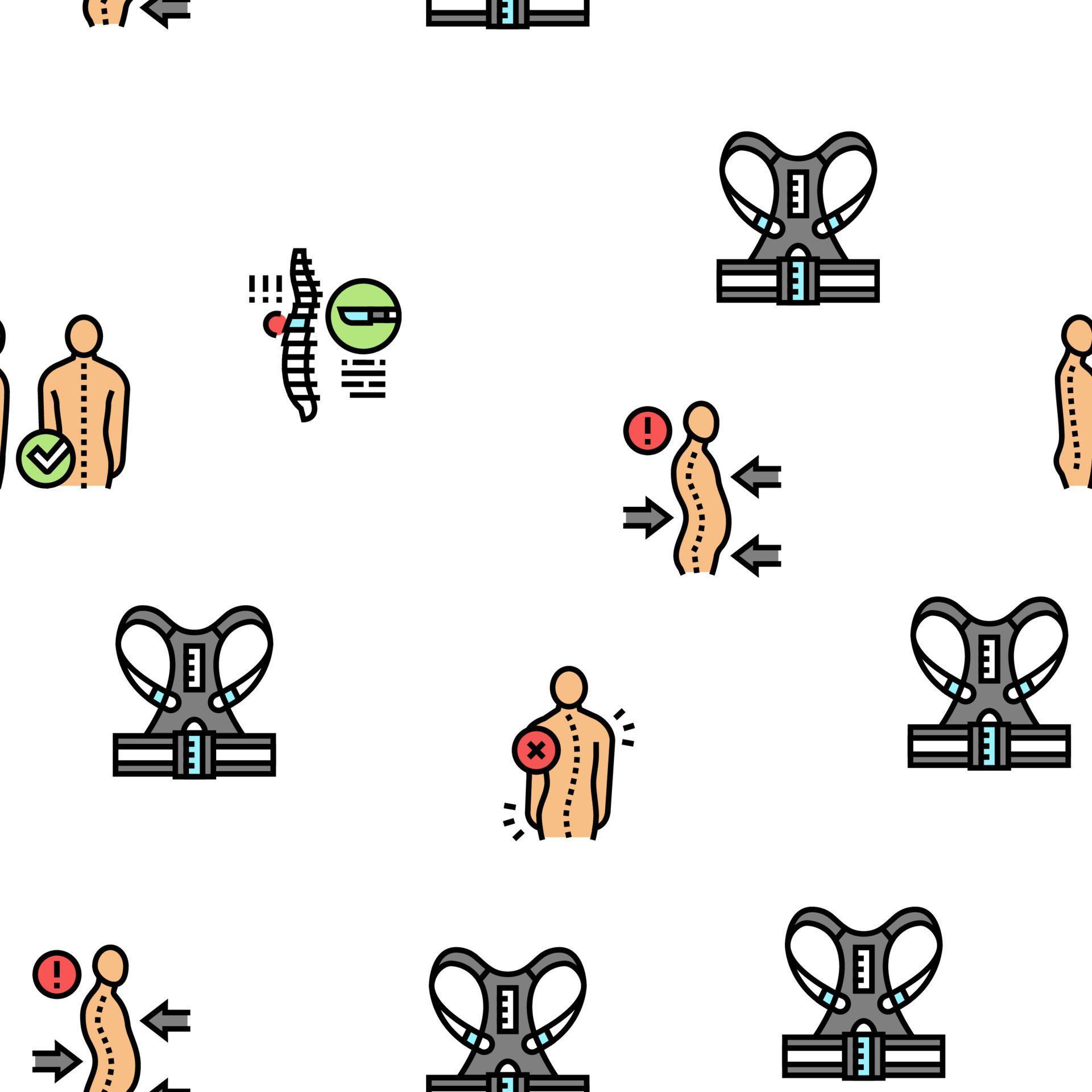 Scoliosis Disease Collection Icons Set Vector 18776783 Vector Art At