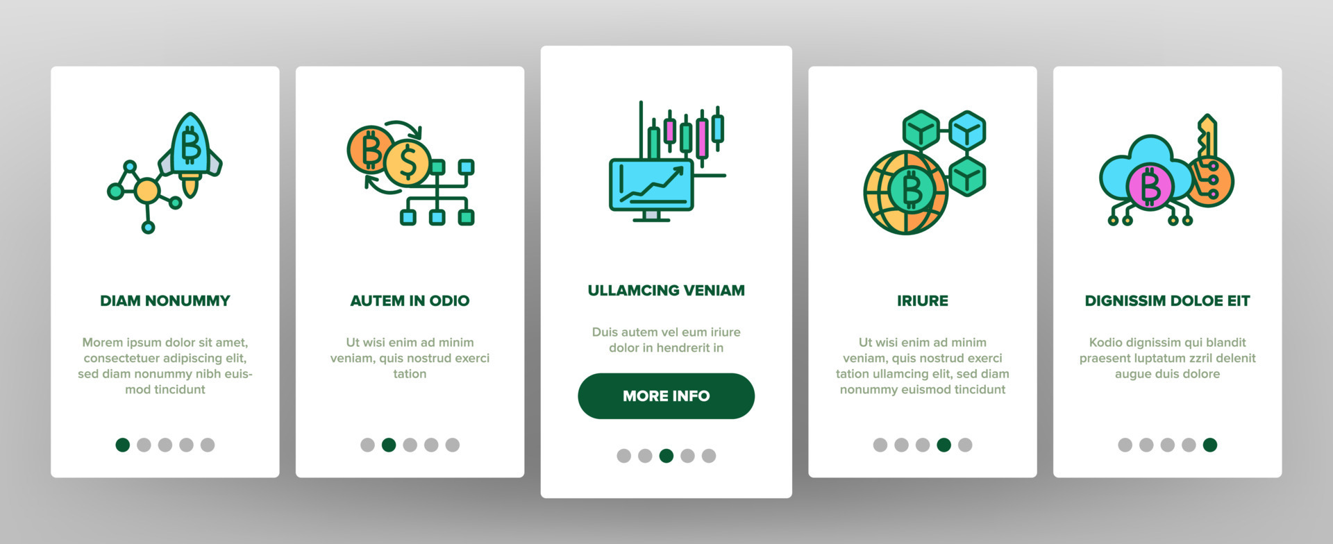 Blockchain Technology Cryptocurrency Vector Onboarding Mobile App Page