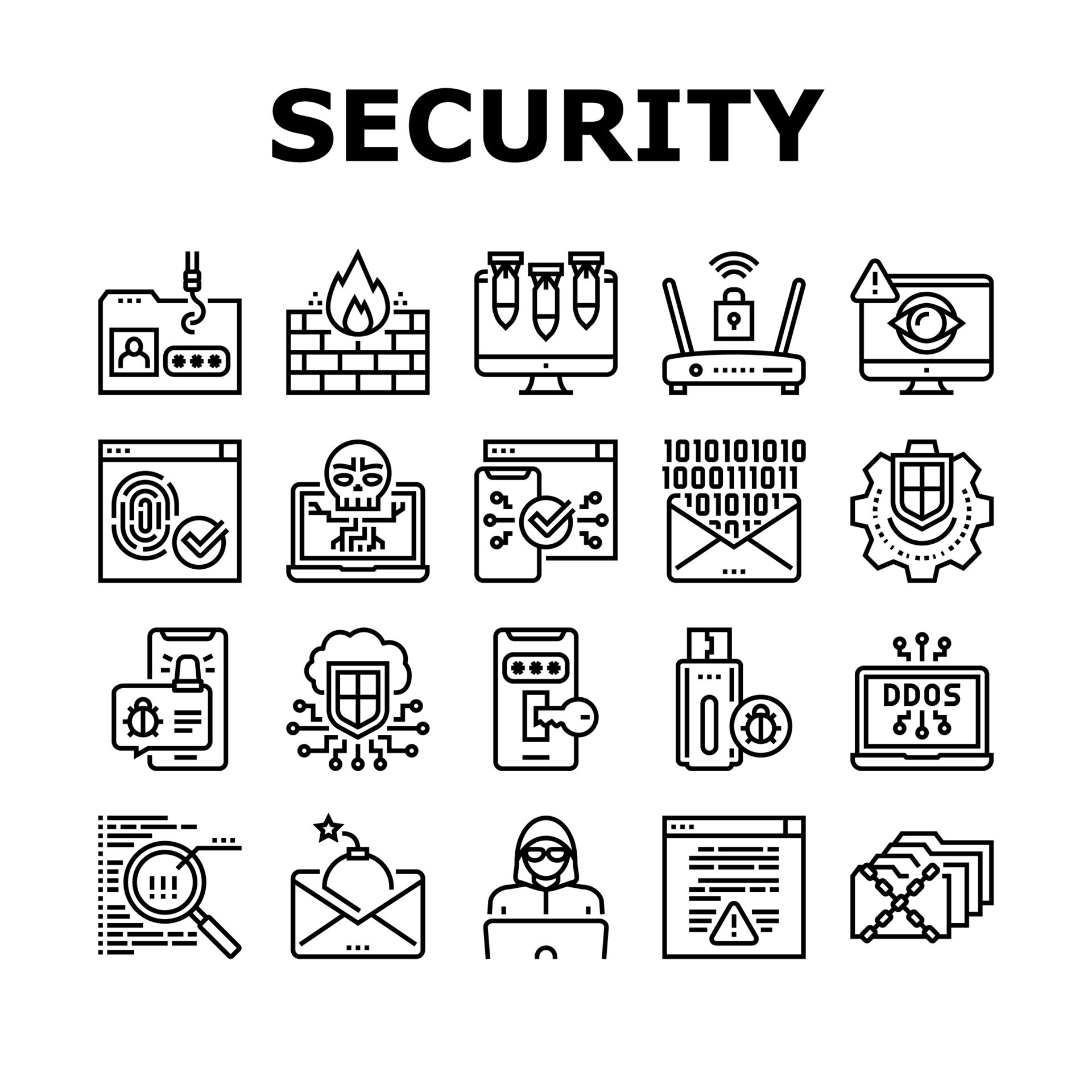 Internet Security Collection Icons Set Vector 18777918 Vector Art At