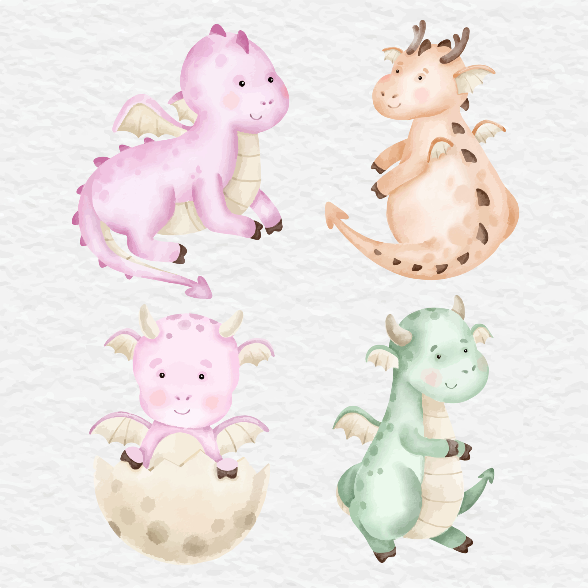 watercolor cute dragon baby clip art collection 18779051 Vector Art at ...