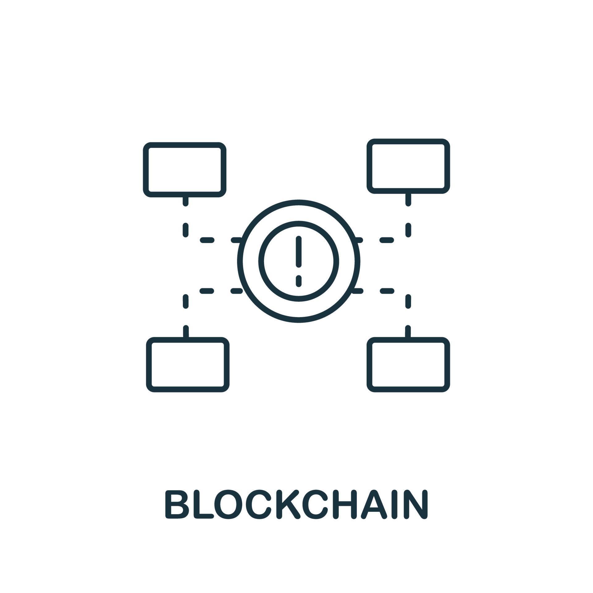 Blockchain Icon Creative Simple Symbol From Fintech Collection Line Blockchain Icon For