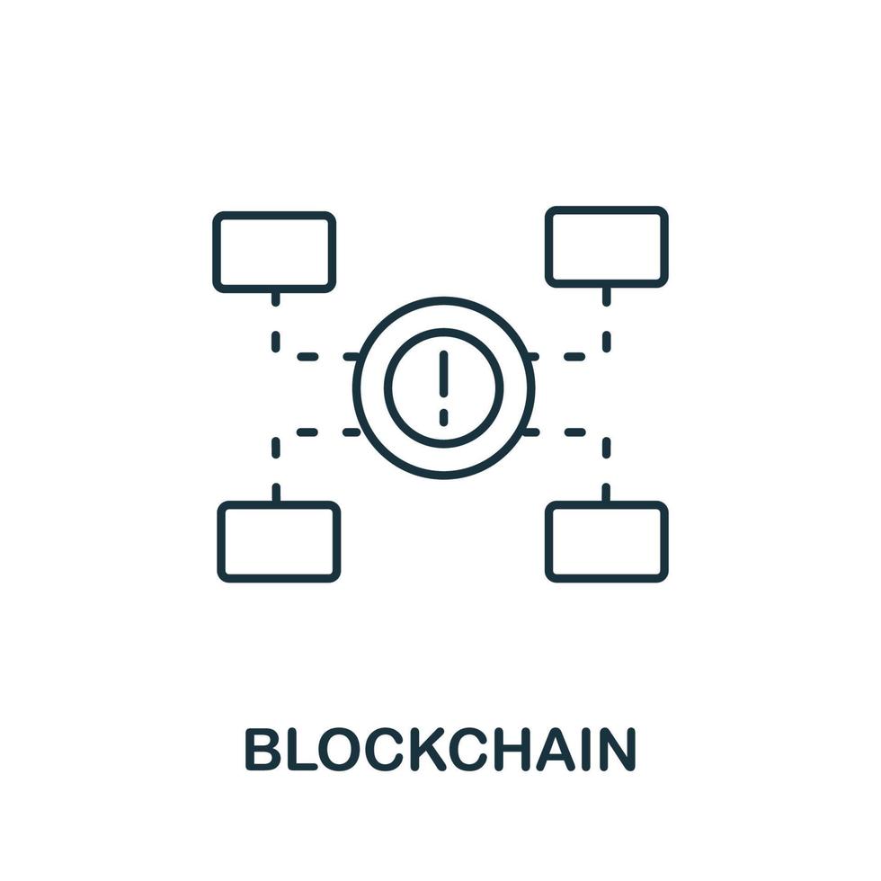 Blockchain Icon Creative Simple Symbol From Fintech Collection Line Blockchain Icon For