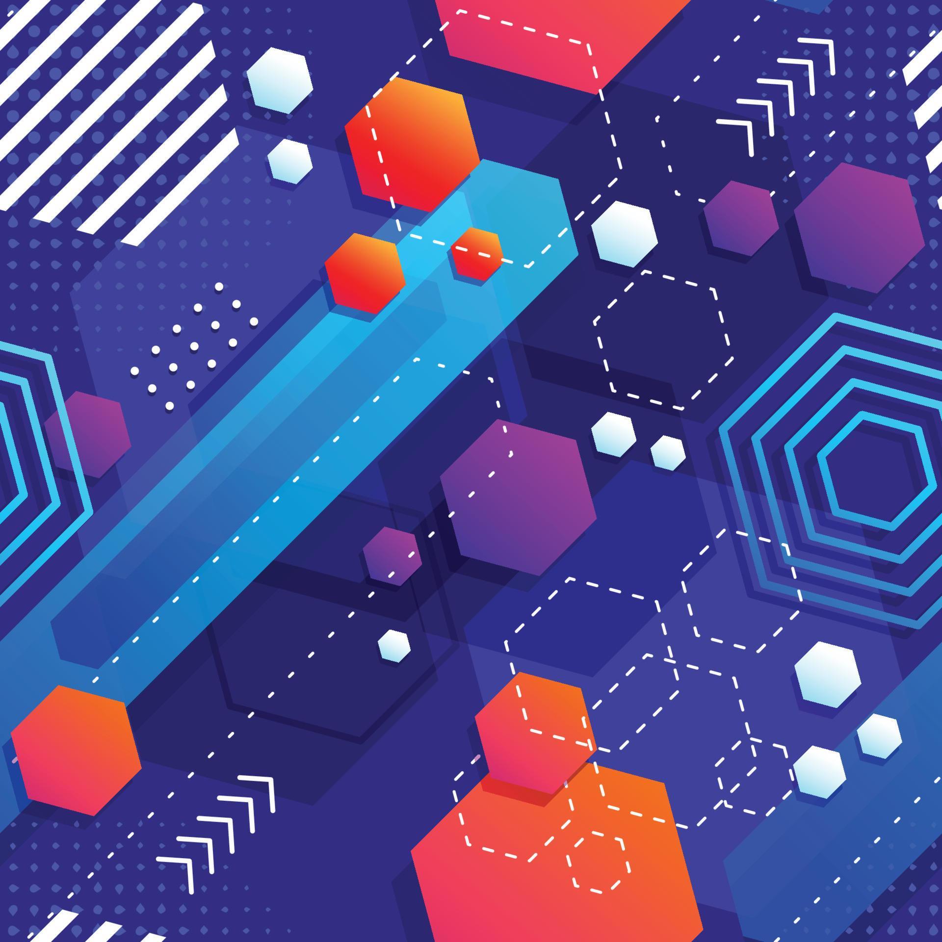 Hexagonal Geometric Gradient Color Seamless Pattern Vector Background ...