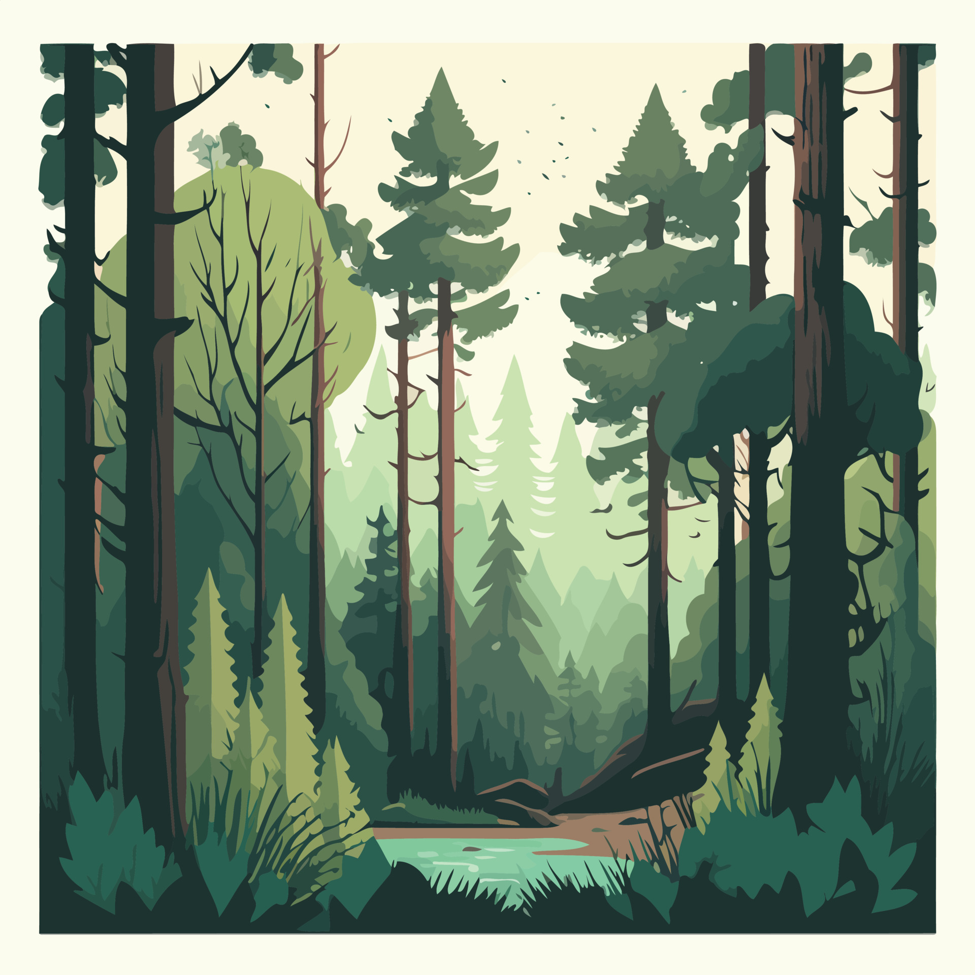 Woodland Forest Landscape With Trees 18782329 Vector Art At Vecteezy