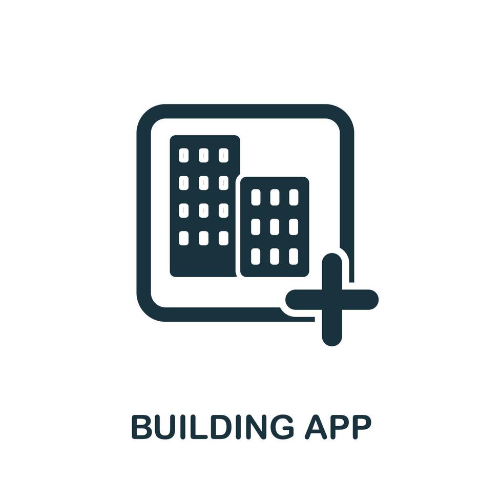 Building App icon from mobile app development collection. Simple line ...