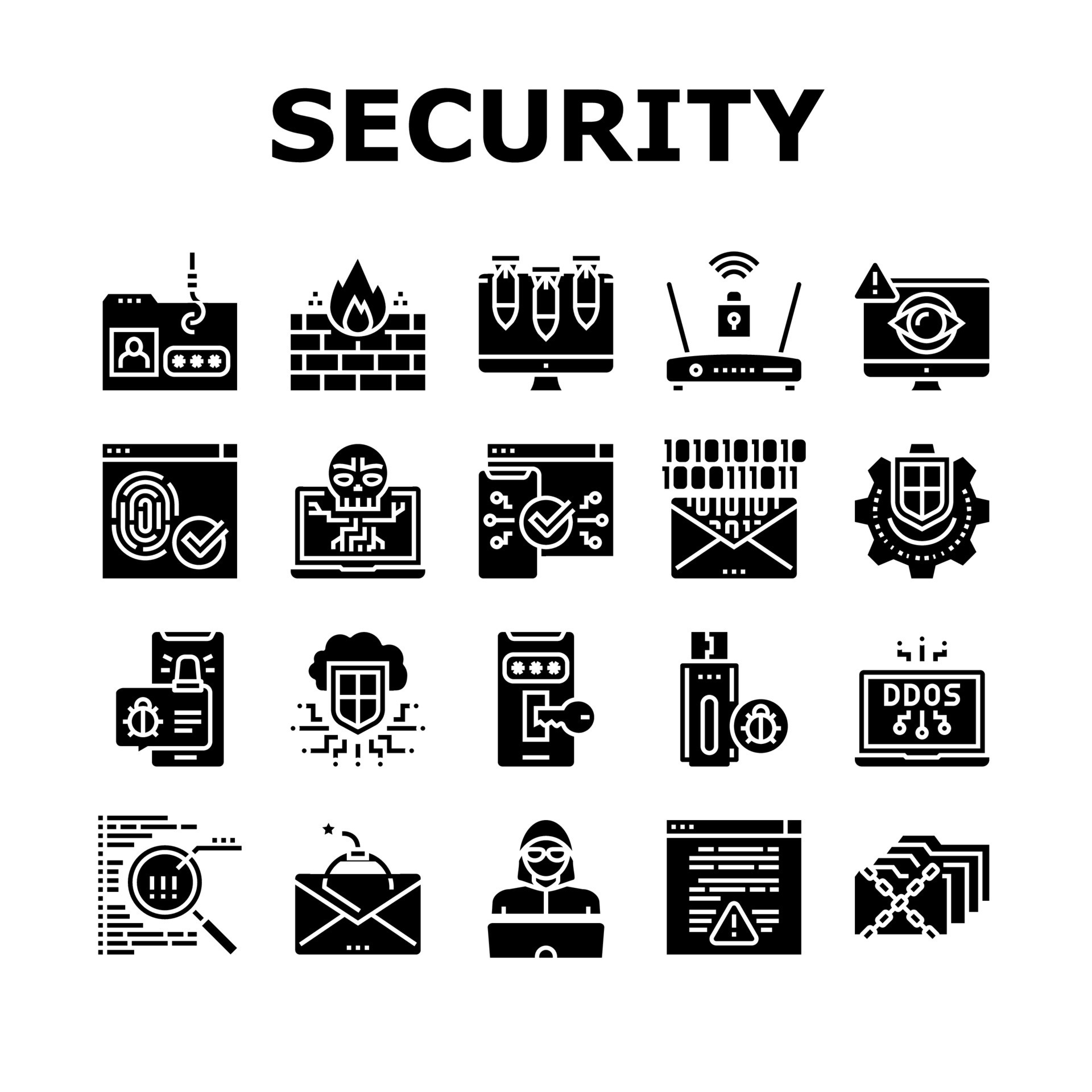 Internet Security Collection Icons Set Vector 18783491 Vector Art At