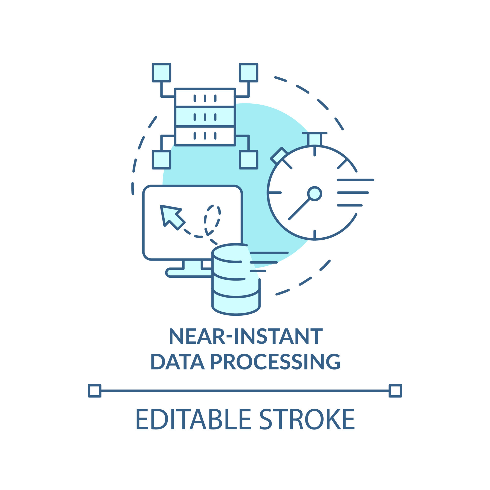 Near Instant Data Processing Turquoise Concept Icon Processing Data Abstract Idea Thin Line