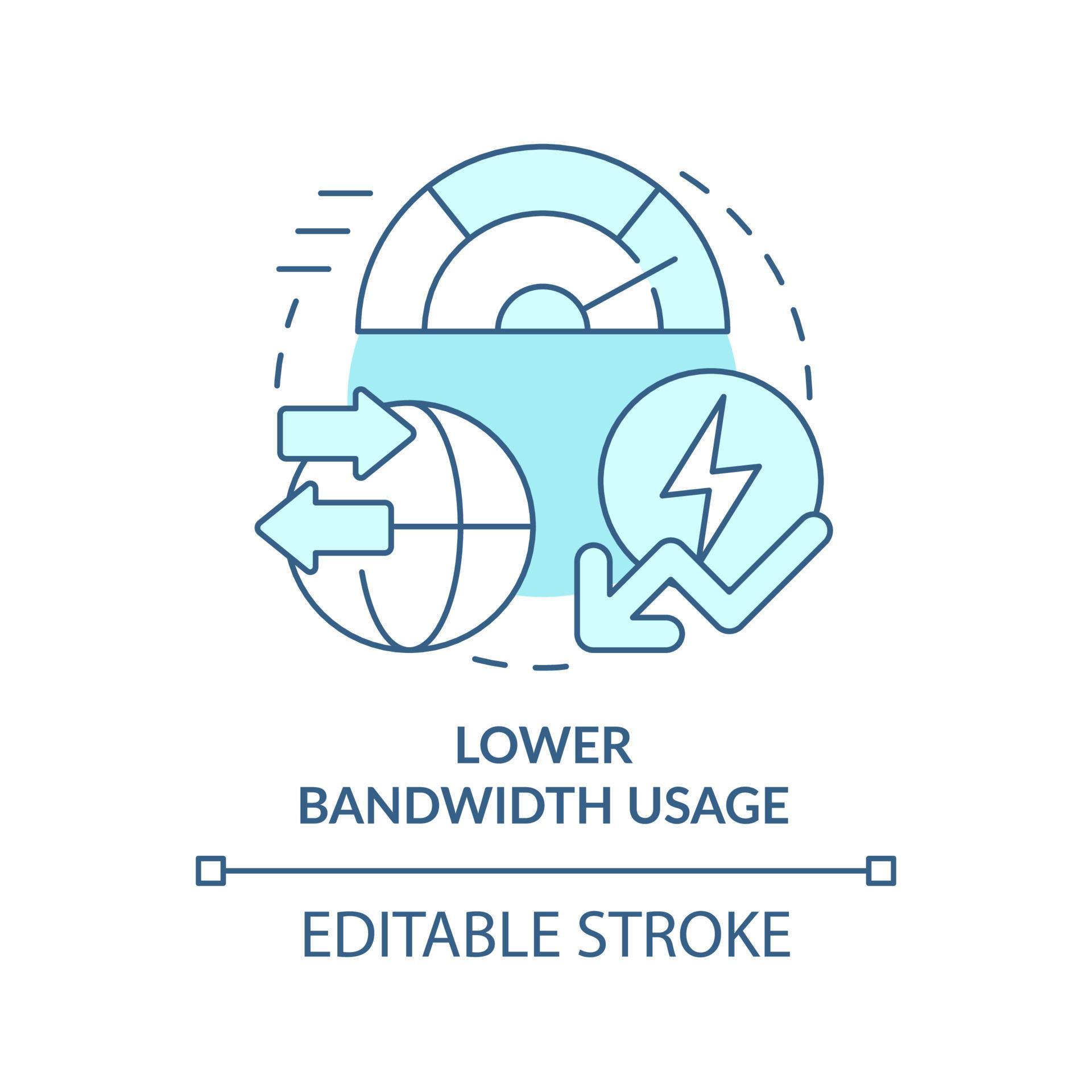 Lower bandwidth usage turquoise concept icon. Edge tech combination benefits abstract idea thin ...